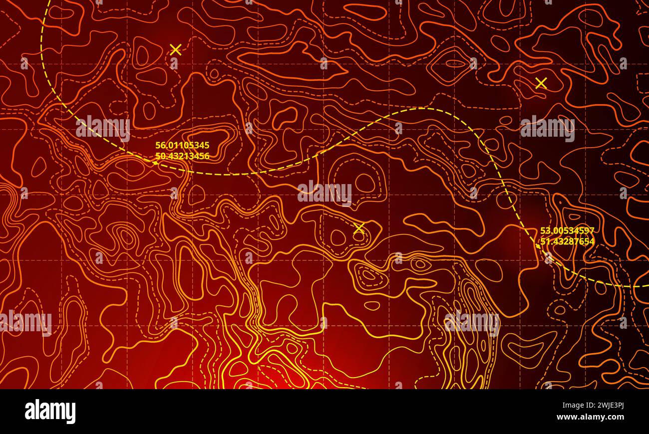 Ocean bottom topographic line map curvy wave isolines vector ...