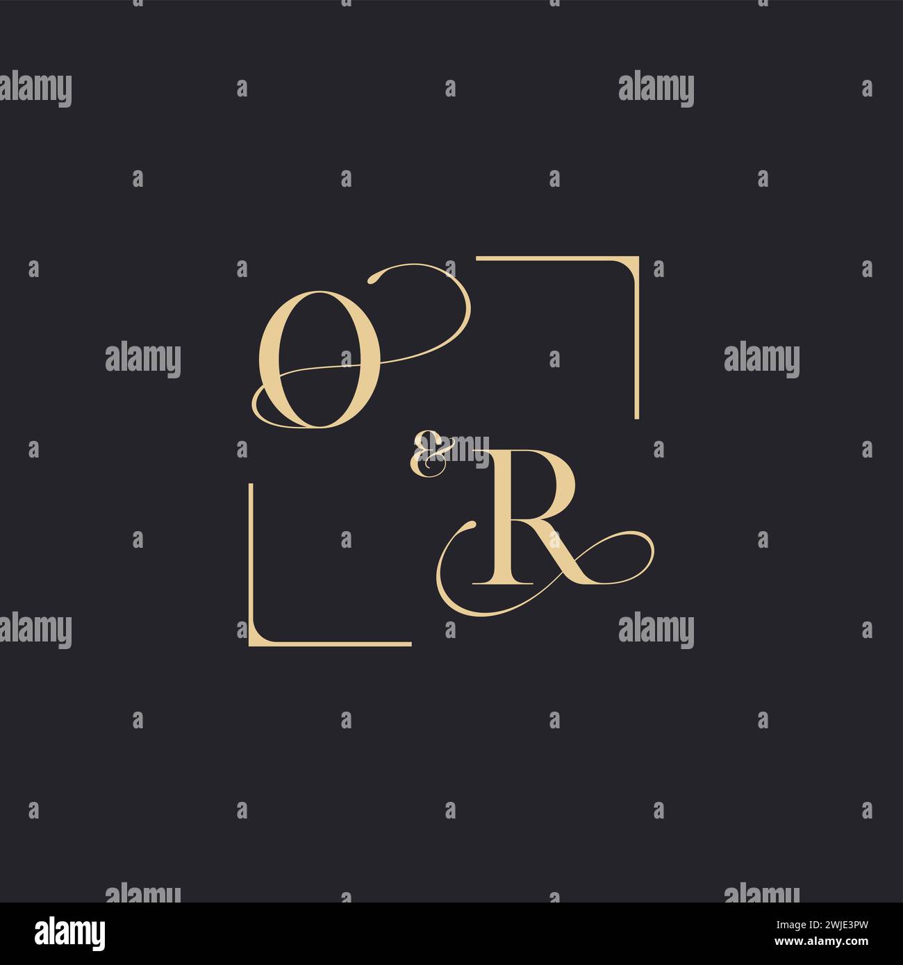 Gold frame for monogram logo design hi-res stock photography and images - Alamy