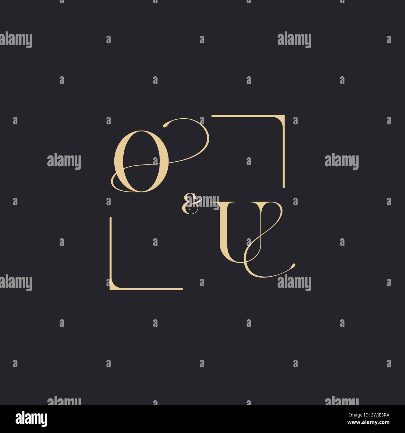 OU simple concept of wedding outline logo and square of initial design ...