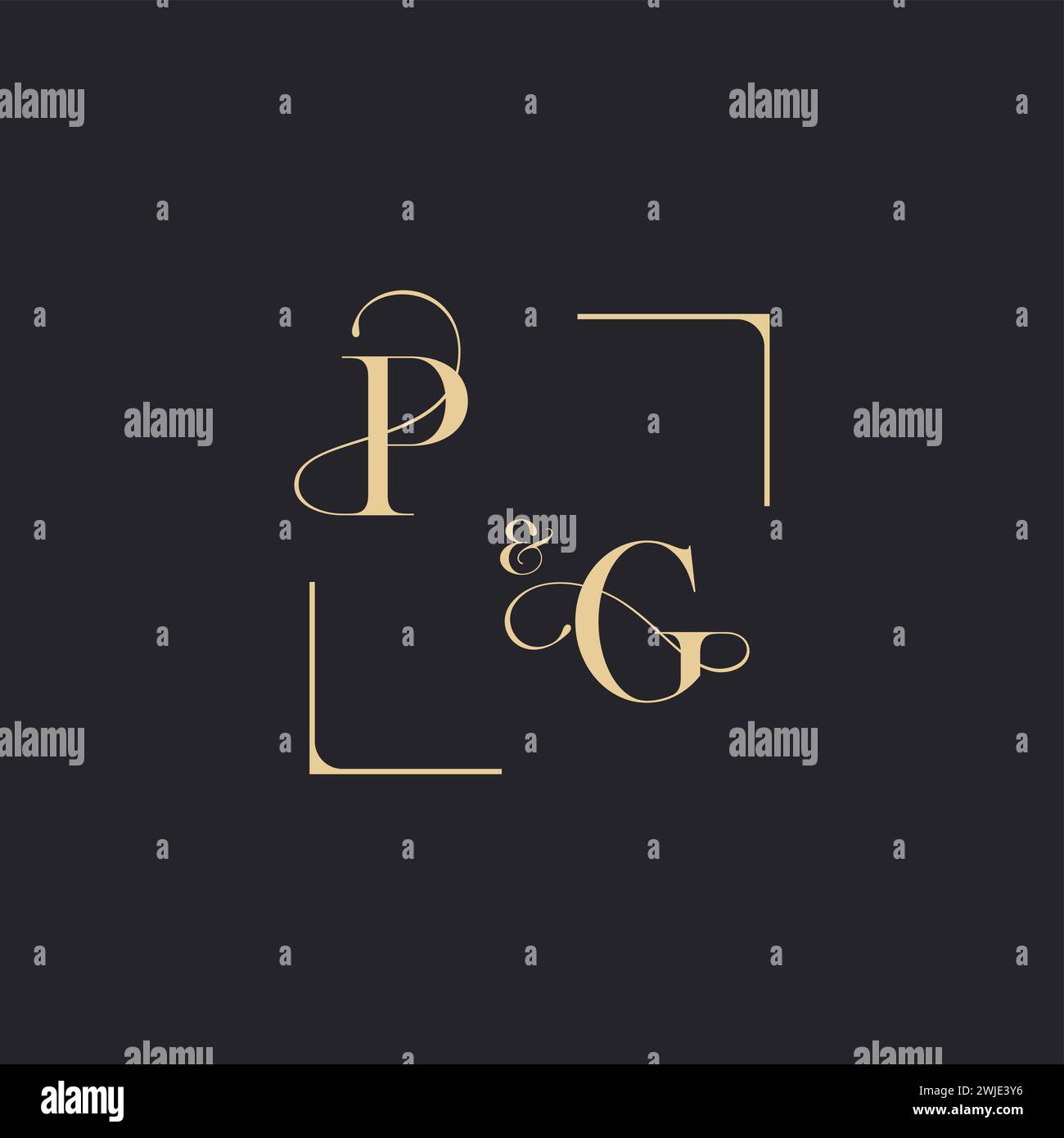 PG simple concept of wedding outline logo and square of initial design ...