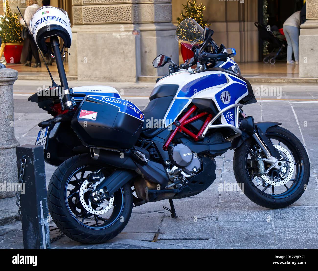 Italian Polizia Locale Ducati motorcycle in Bologna Stock Photo - Alamy