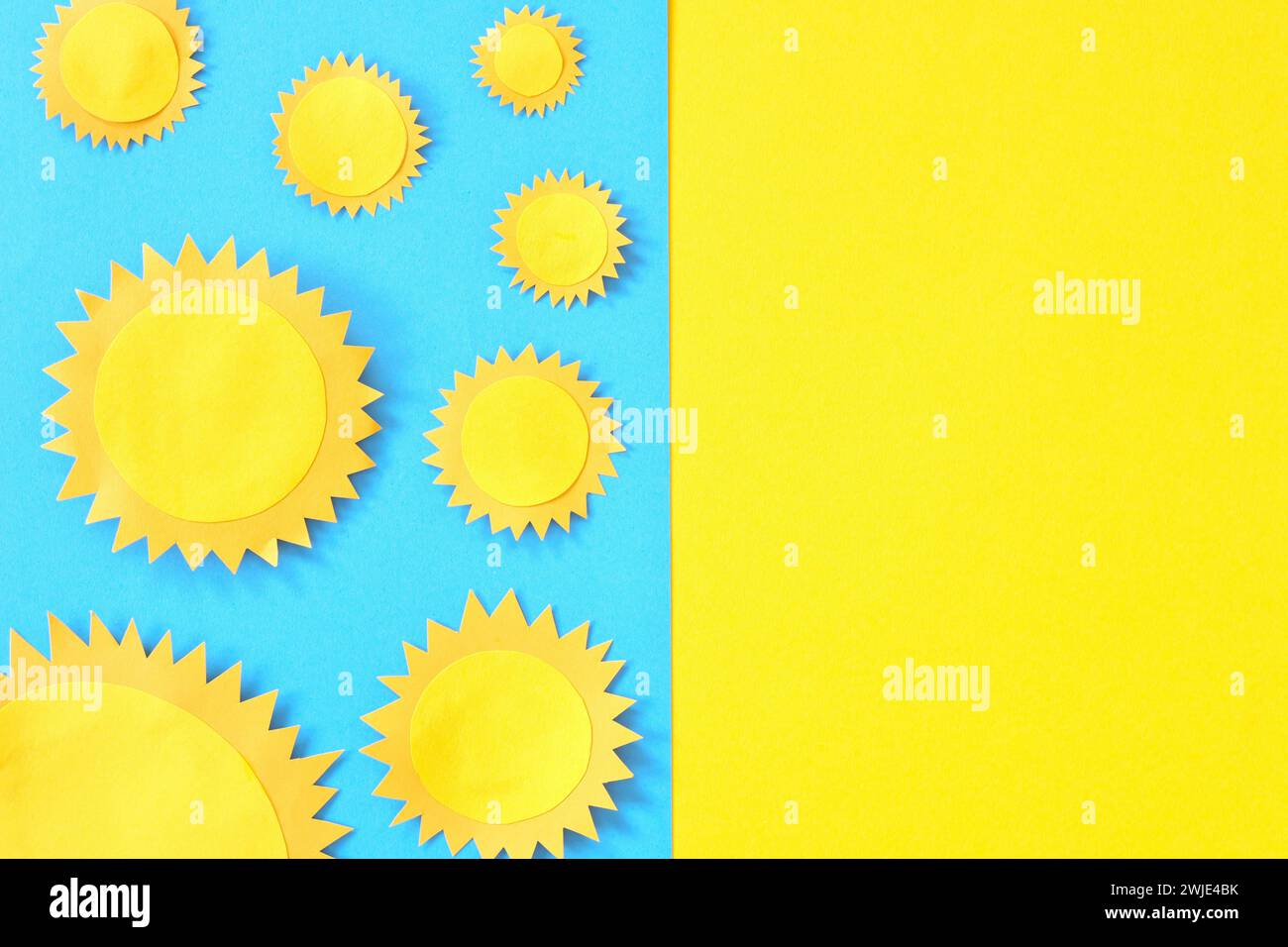 Beautiful bright yellow and blue summer sun flat lay design composition ...