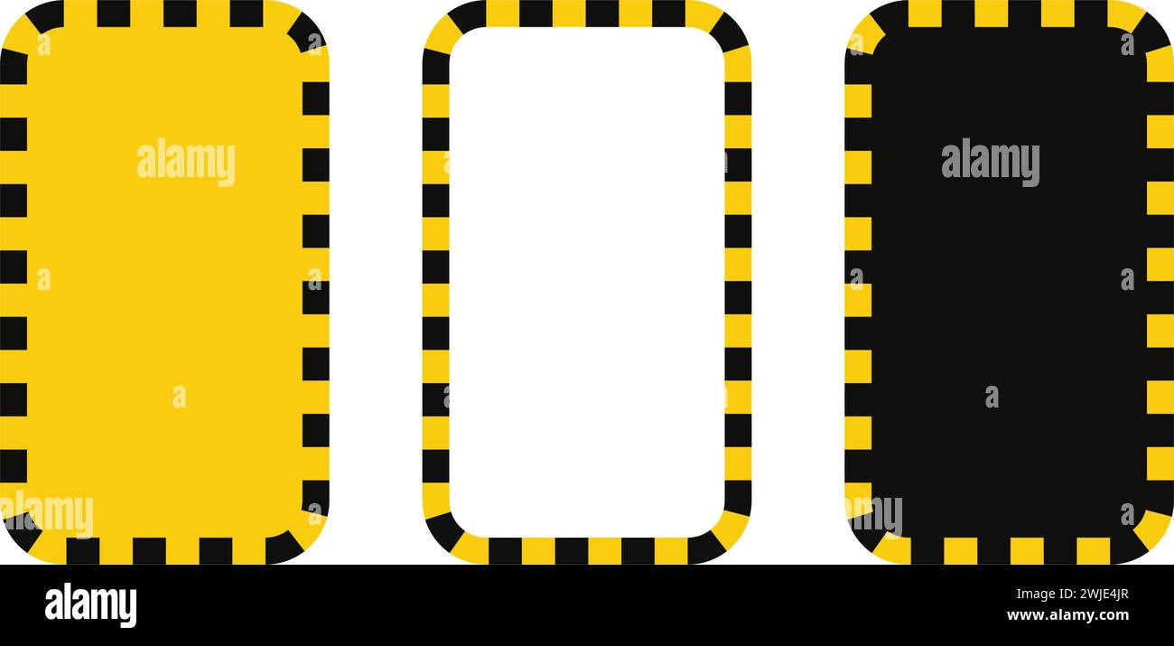 Warning rectangle frame with yellow and black tape. Barricade lines ...