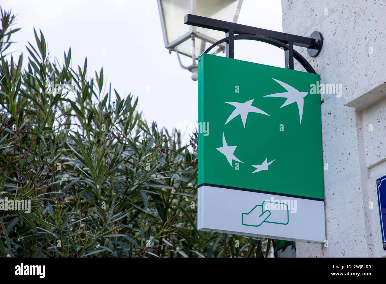 Bordeaux , France - 02 12 2024 : BNP Paribas logo brand atm and text ...