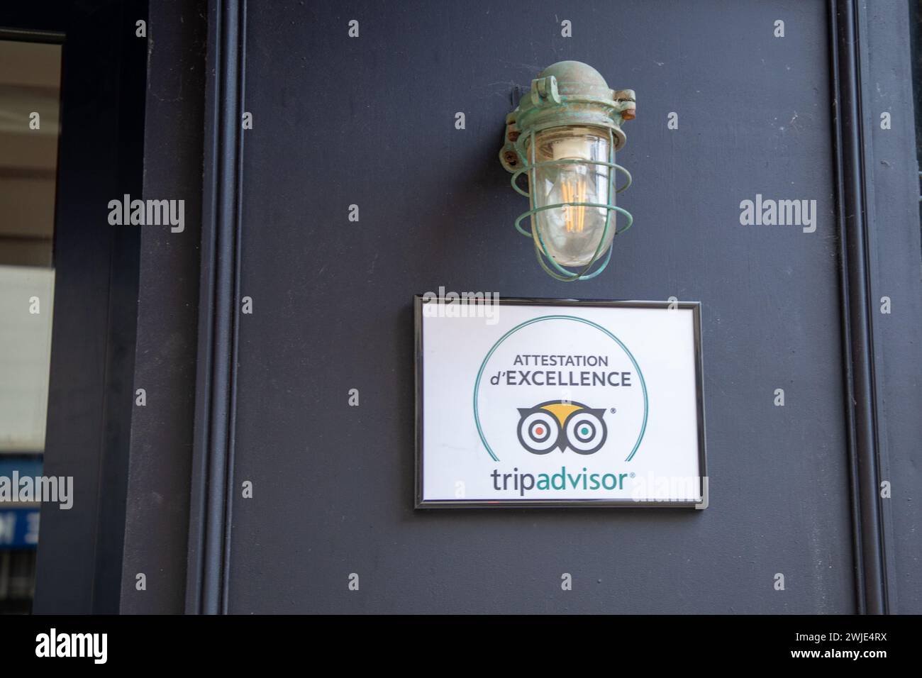 Bordeaux , France - 02 12 2024 : Tripadvisor travellers certificate of ...