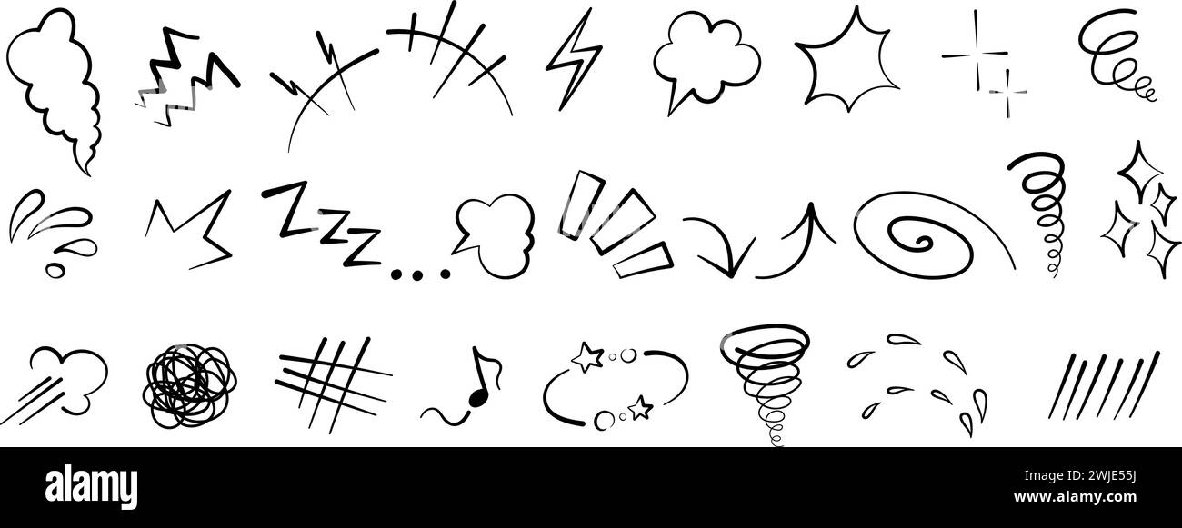 Anime manga comic emoticon element graphic effects hand drawn doodle ...