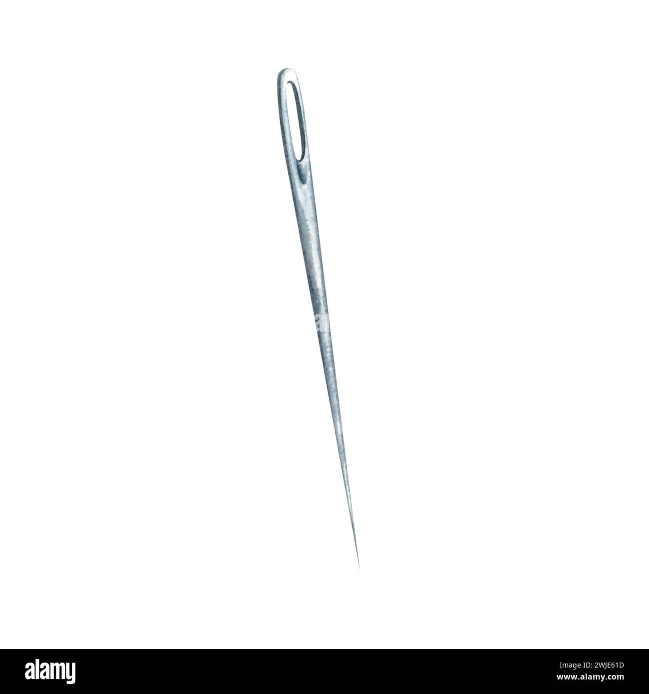 Sewing needle. Hand drawn watercolor illustration isolated on white ...