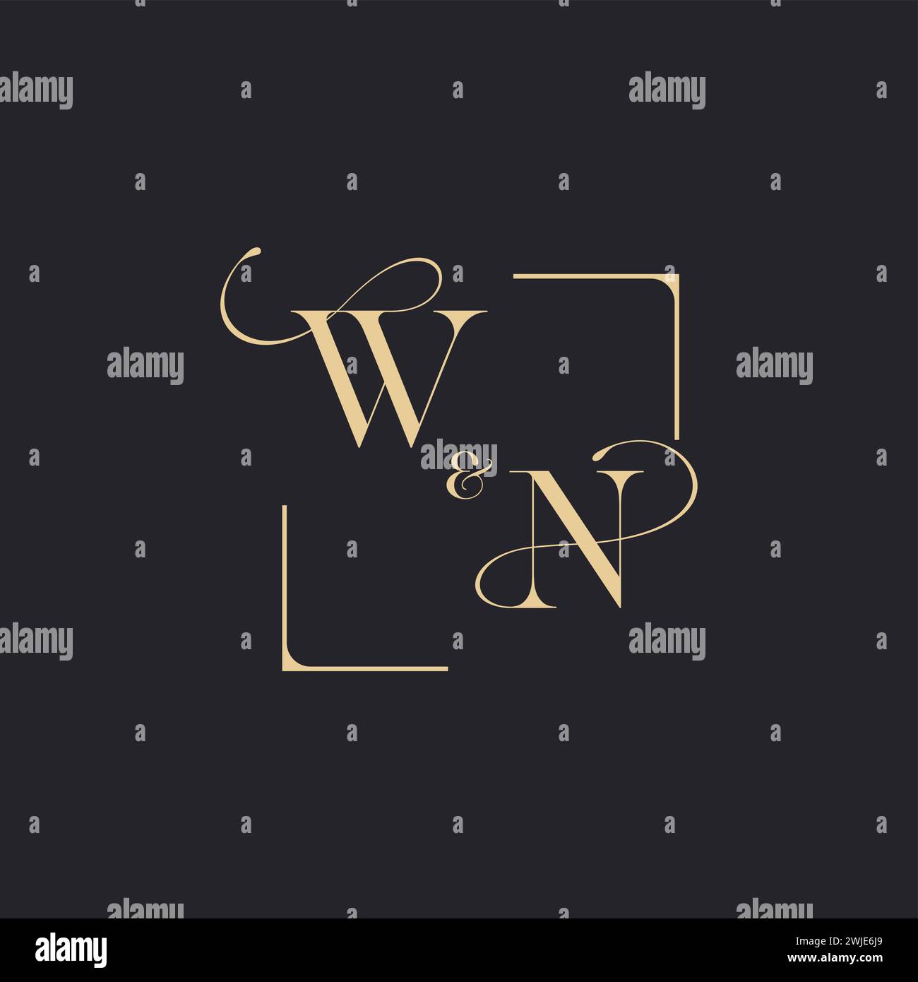 WN simple concept of wedding outline logo and square of initial design ...