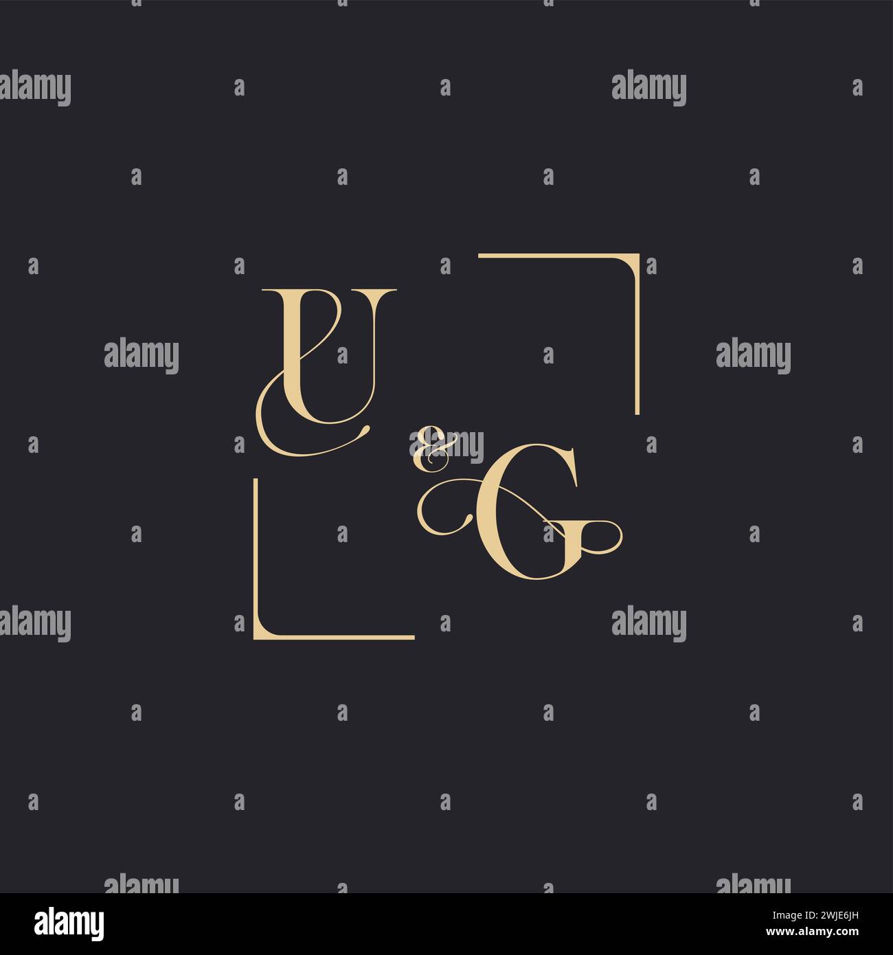 UG simple concept of wedding outline logo and square of initial design ...