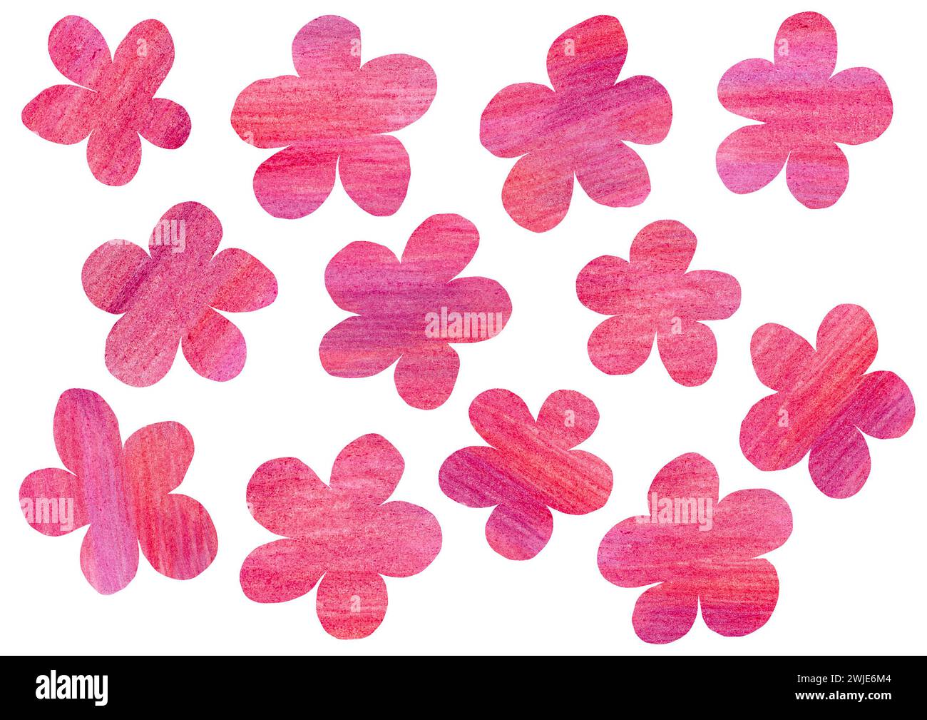 A set of flowers on a white background. A simple shape of five round ...