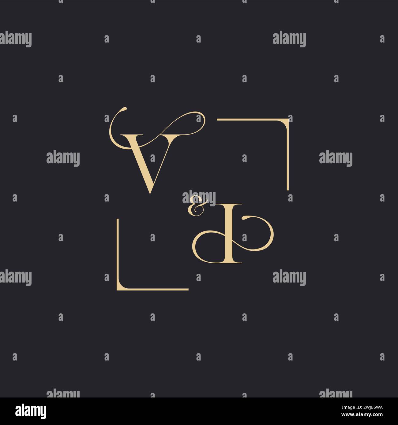 VI simple concept of wedding outline logo and square of initial design ...