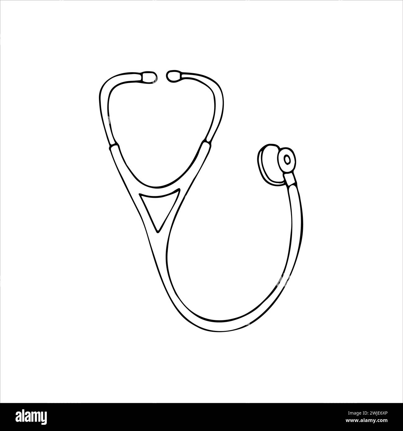 Hand-Drawn Stethoscope. Vector outline stethoscope in doodle style ...