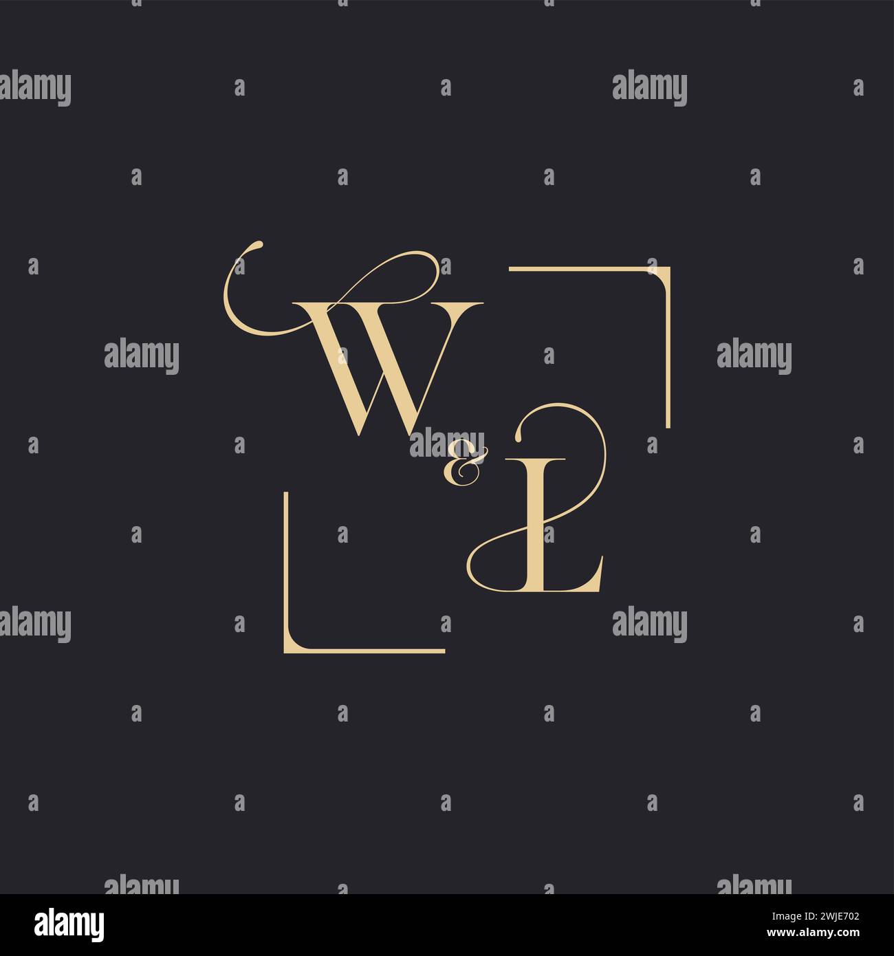 WL simple concept of wedding outline logo and square of initial design ...