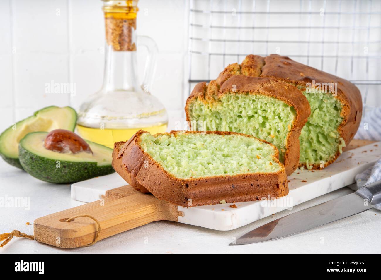 Homemade avocado loaf of bread, keto diet recipe, healthy alternative ...