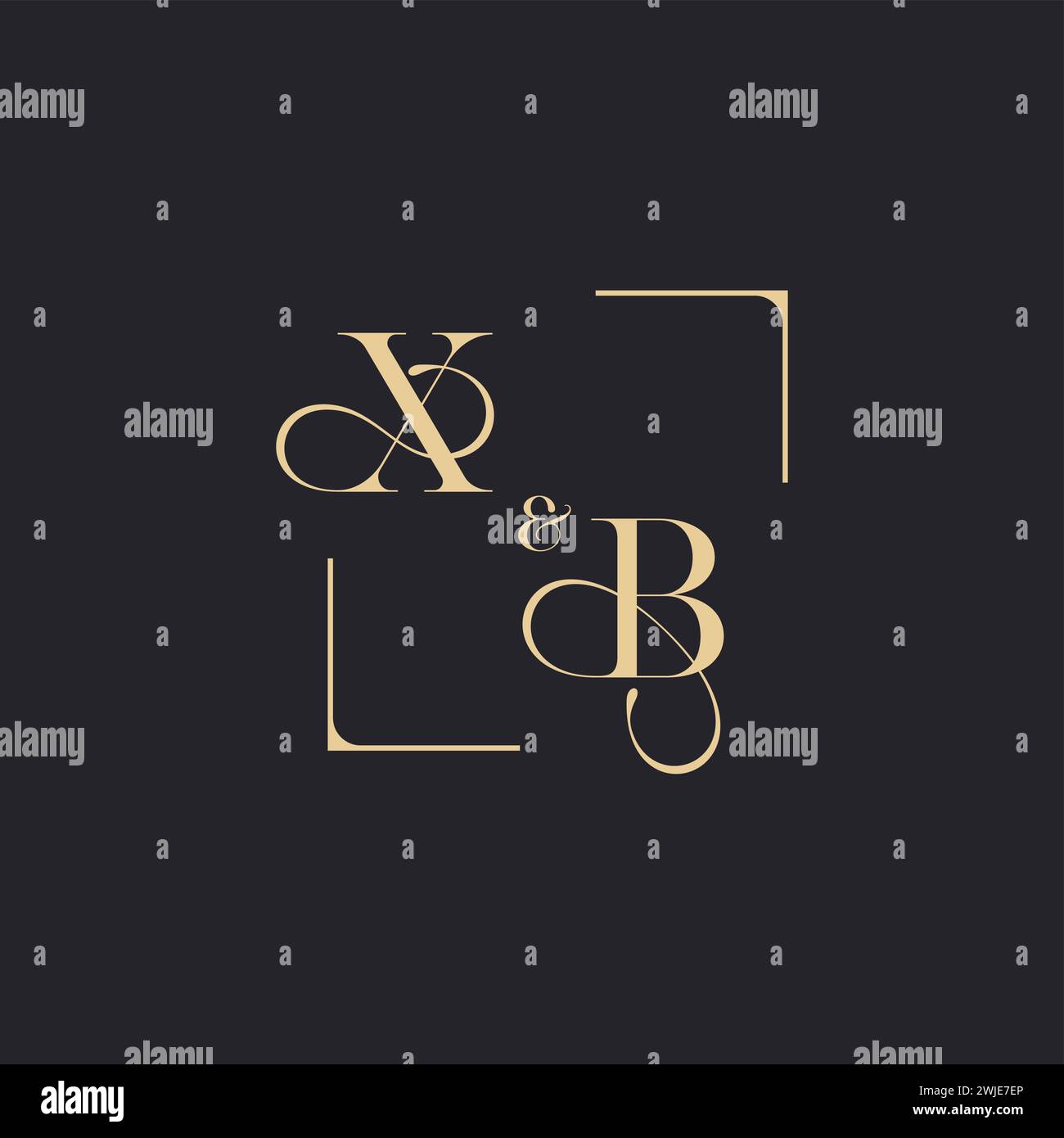 XB simple concept of wedding outline logo and square of initial design ...