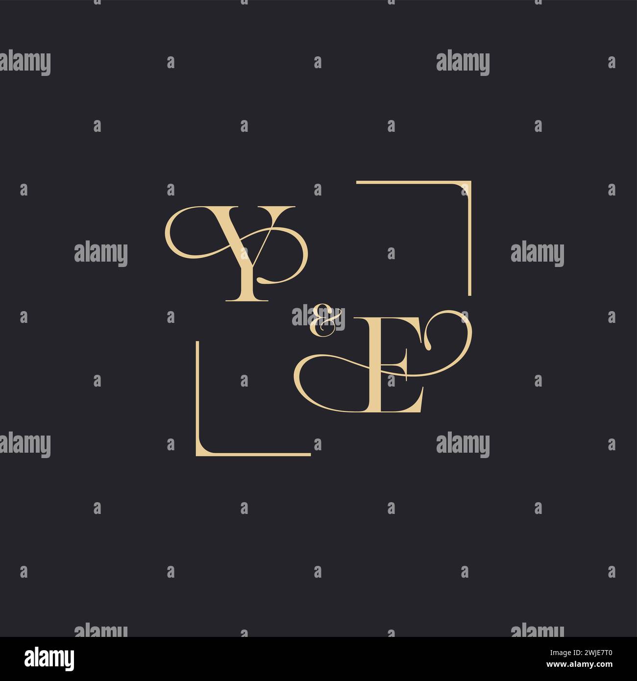 YE simple concept of wedding outline logo and square of initial design ...