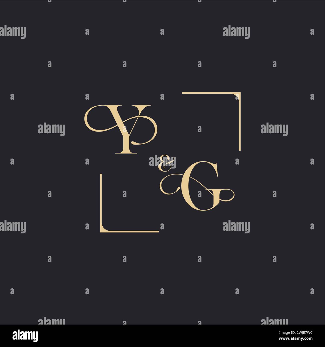 YG simple concept of wedding outline logo and square of initial design ...