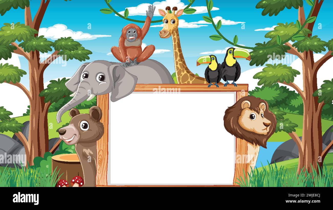 Lion cartoon blank sign Stock Vector Images - Alamy