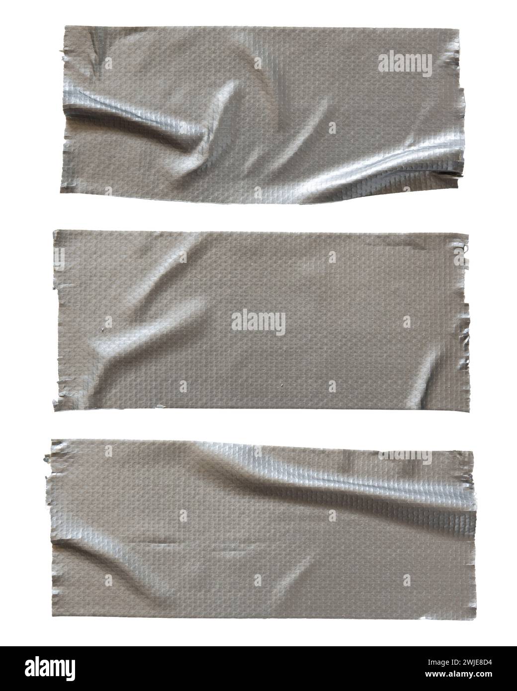 Torn gray cloth tapes on white background with clipping path Stock ...