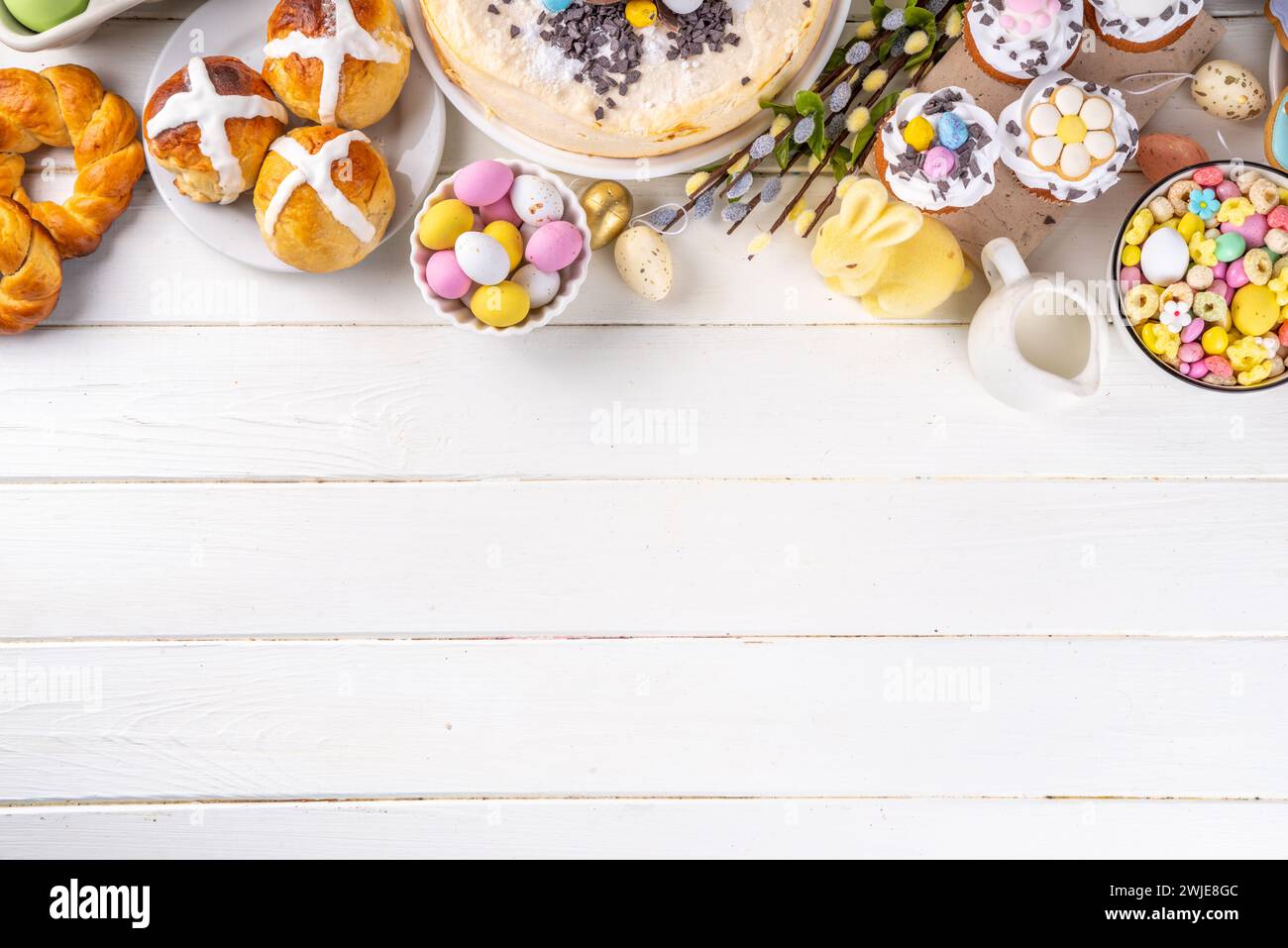 Easter brunch, breakfast food, Kids Easter party buffet. Various ...