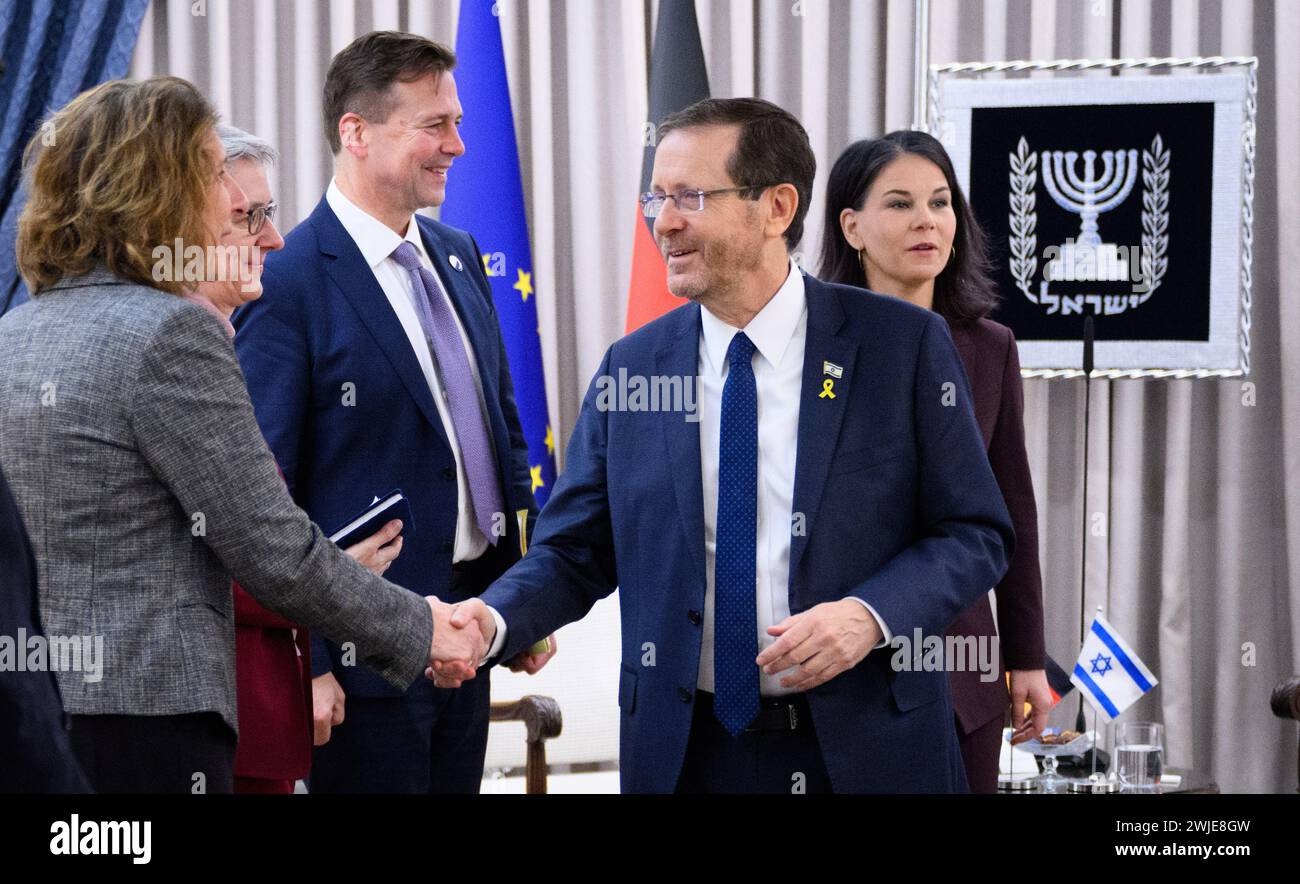 Jerusalem, Israel. 15th Feb, 2024. Izchak Herzog, President of Israel ...