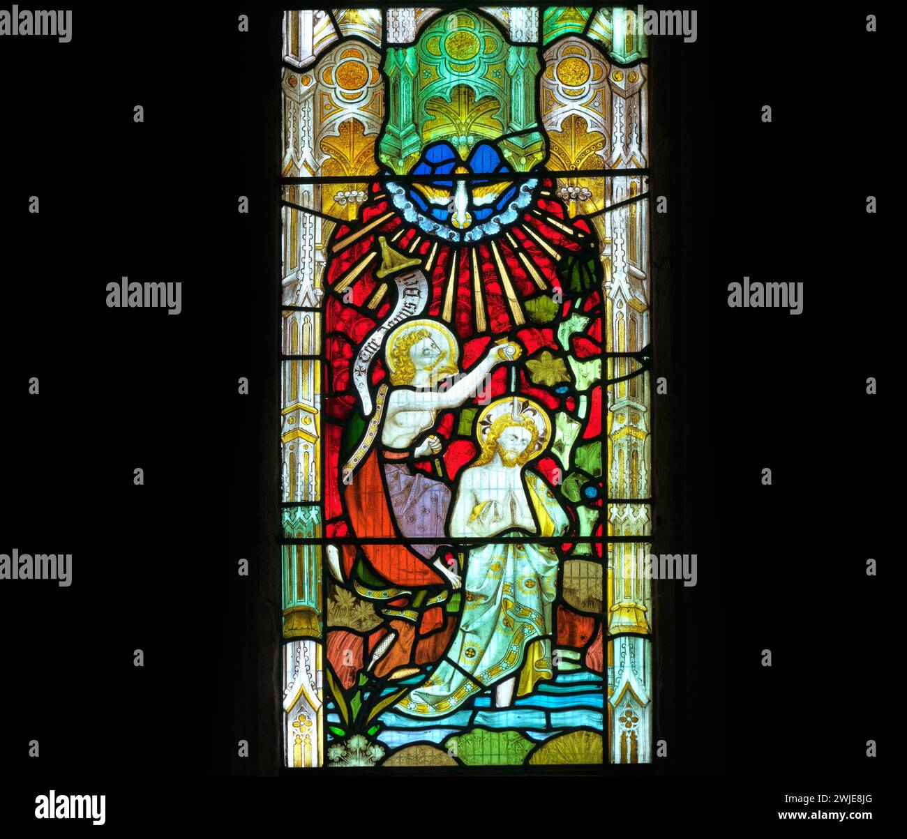 John the Baptist baptises Jesus Christ in the river Jordan as the ...