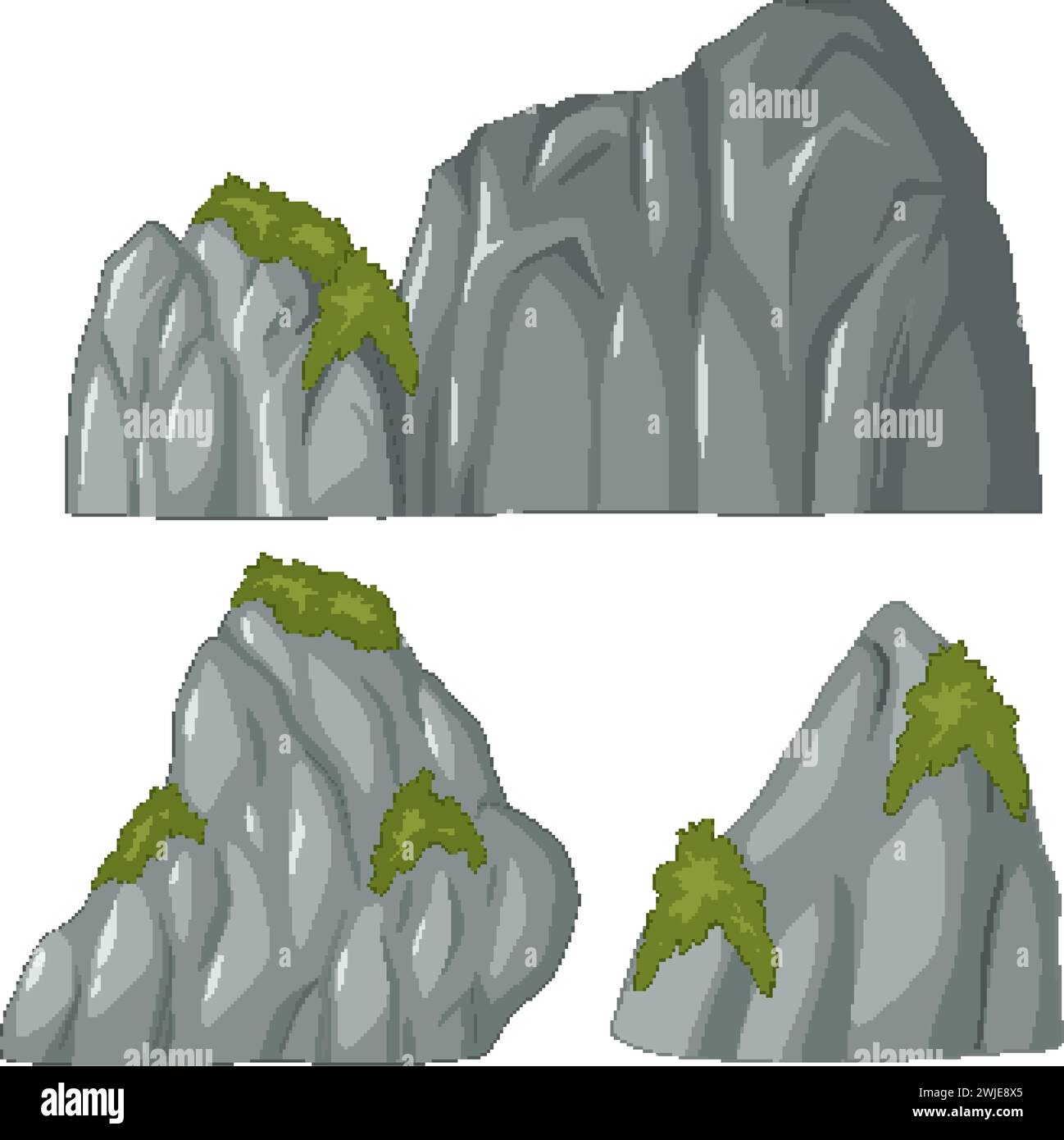Four cartoon-style rocks with green foliage Stock Vector Image & Art ...