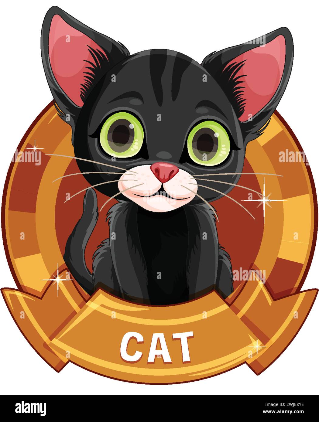 Adorable cartoon kitten inside a shiny emblem Stock Vector Image & Art ...