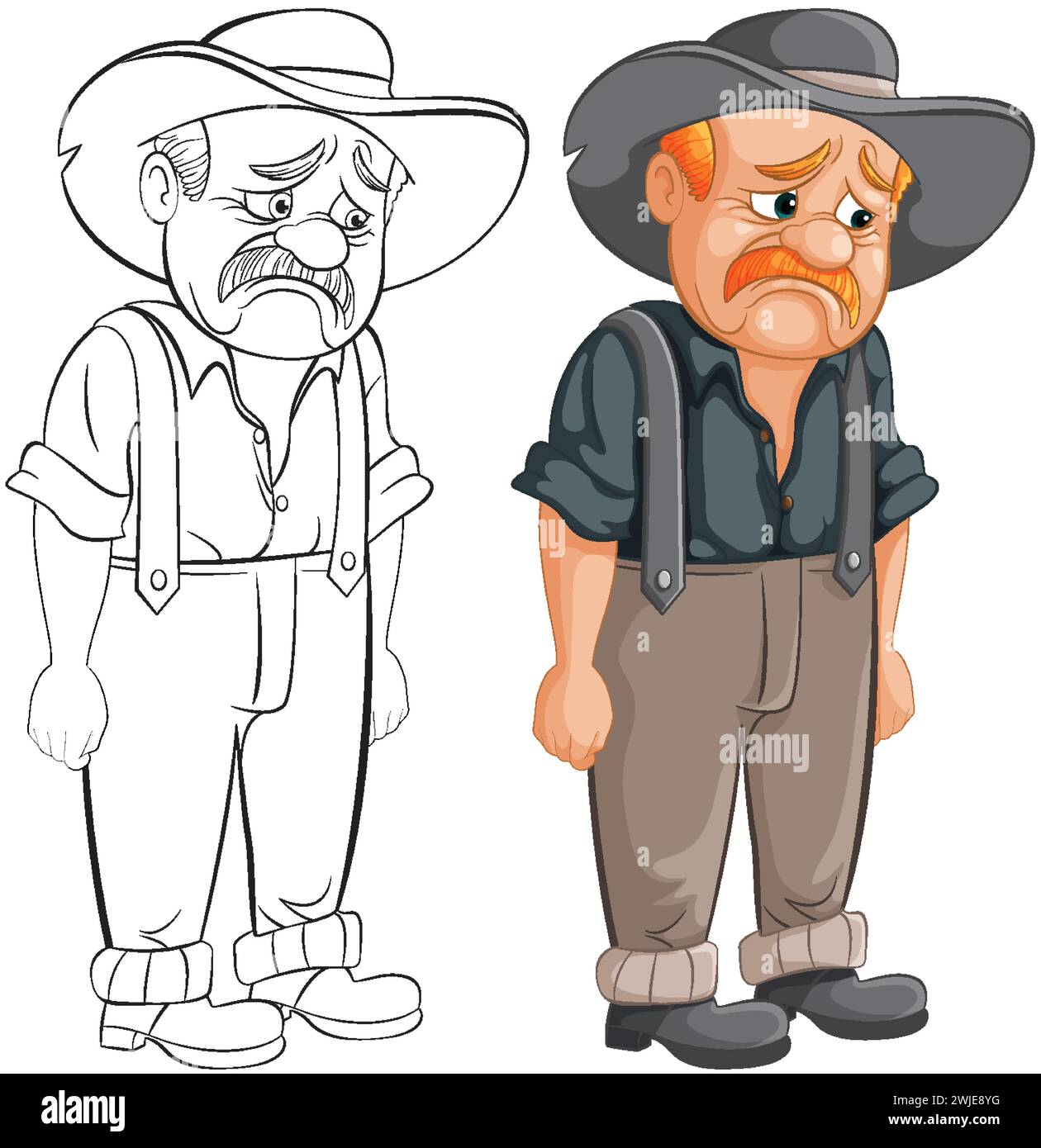 Two cartoon cowboys looking disappointed and upset Stock Vector Image ...