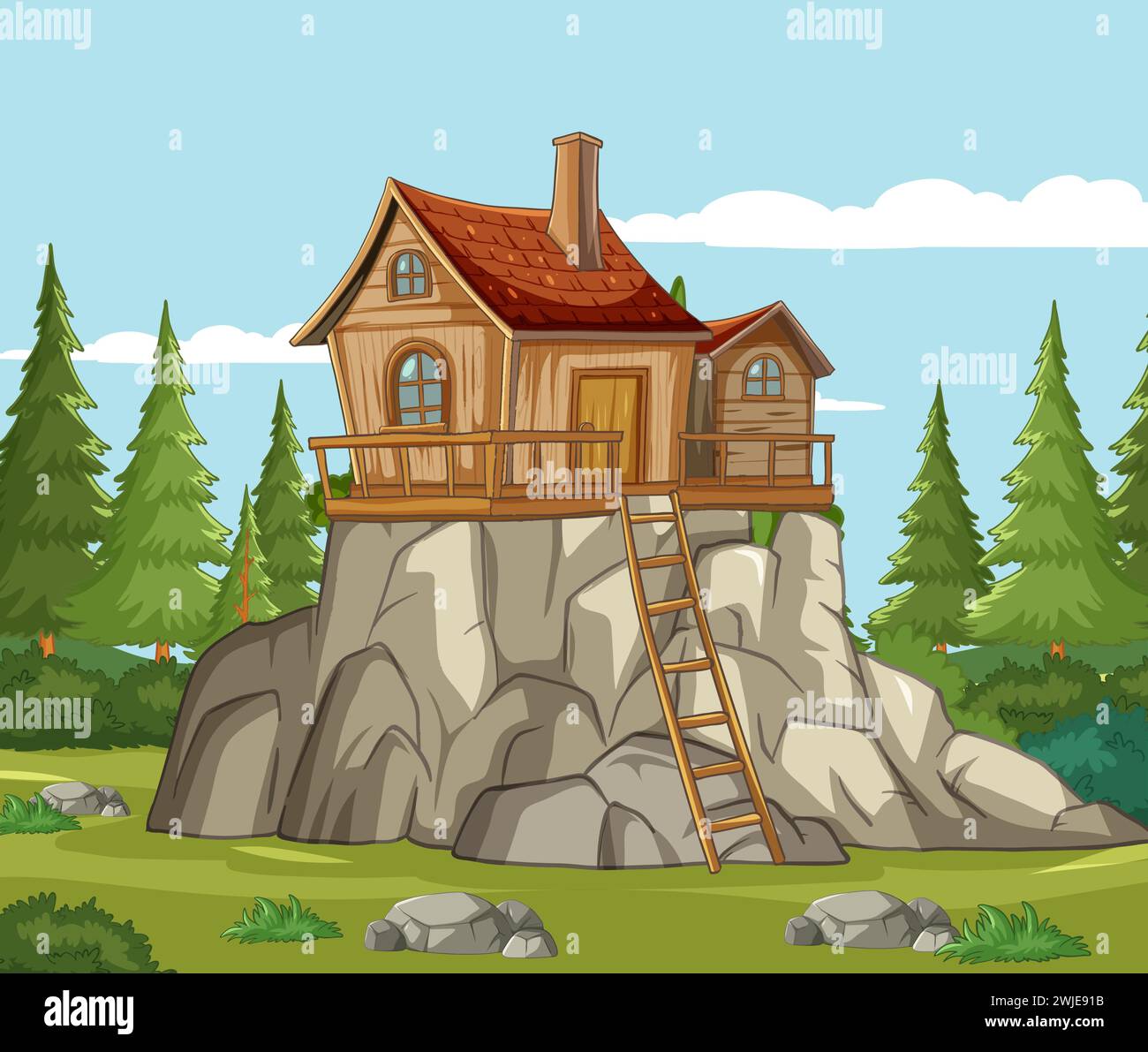 Rural trees and rocks Stock Vector Images - Alamy