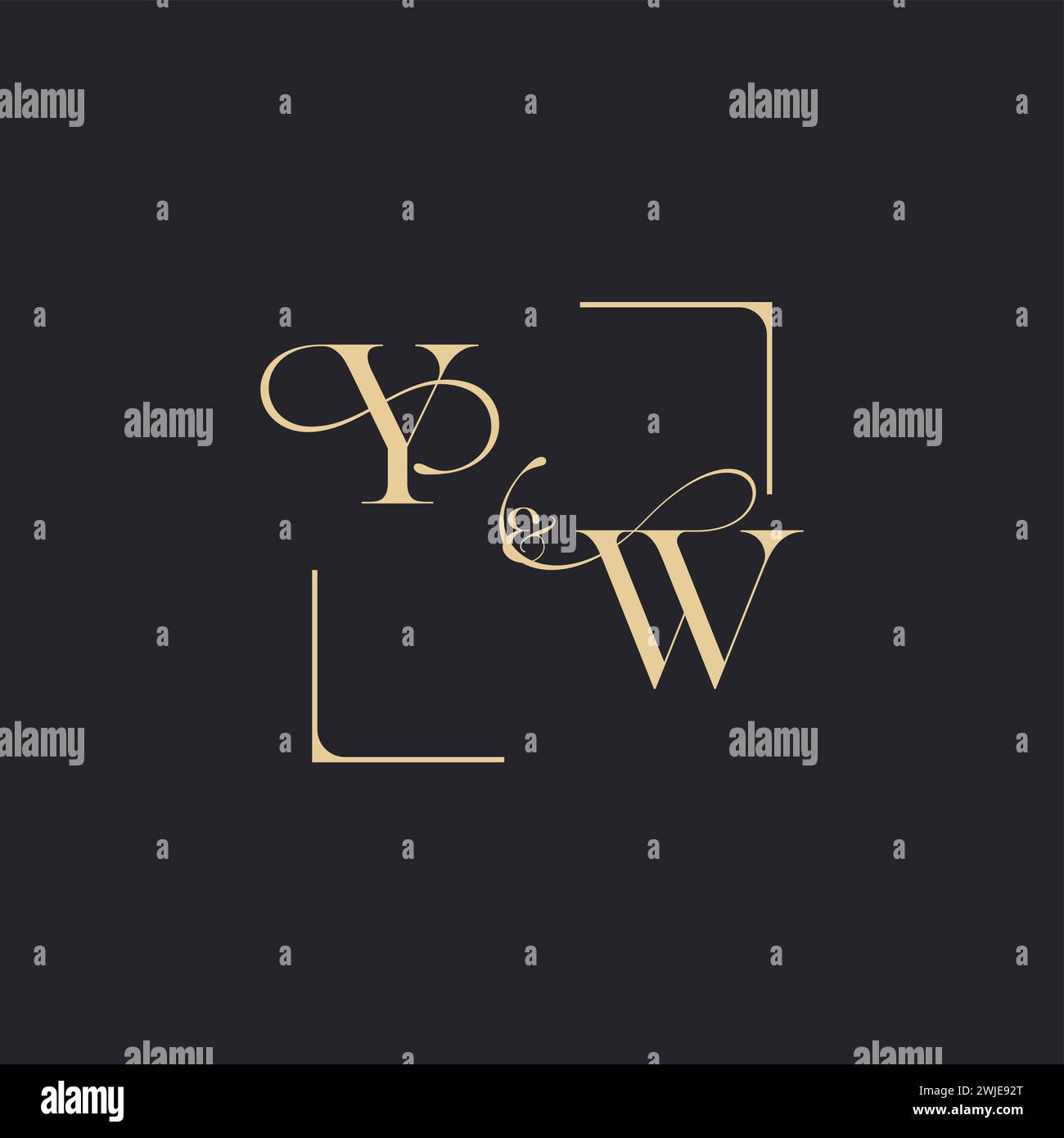 YW simple concept of wedding outline logo and square of initial design ...