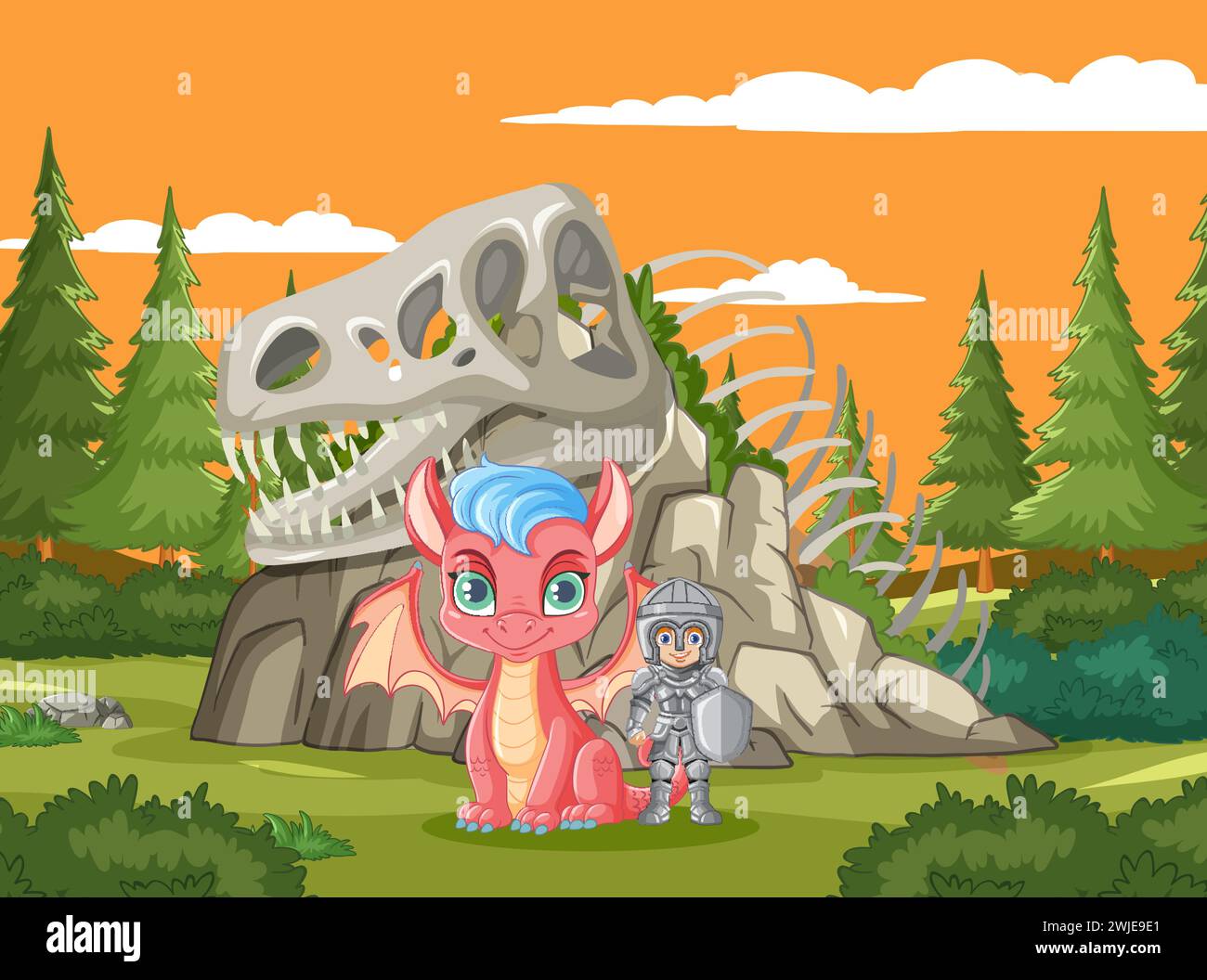 Dinosaur teamwork vector vectors Stock Vector Images - Alamy