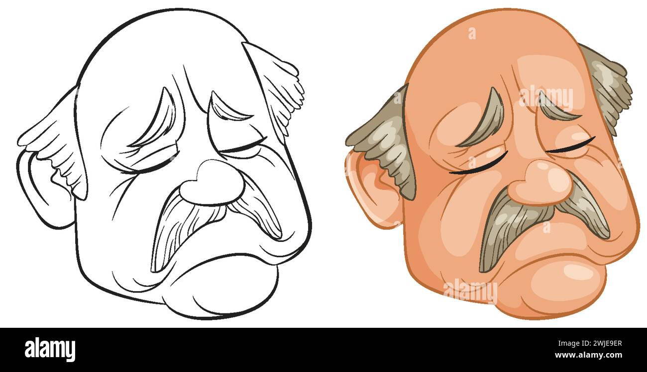 Vector illustration of a cartoon face, from sketch to color Stock ...