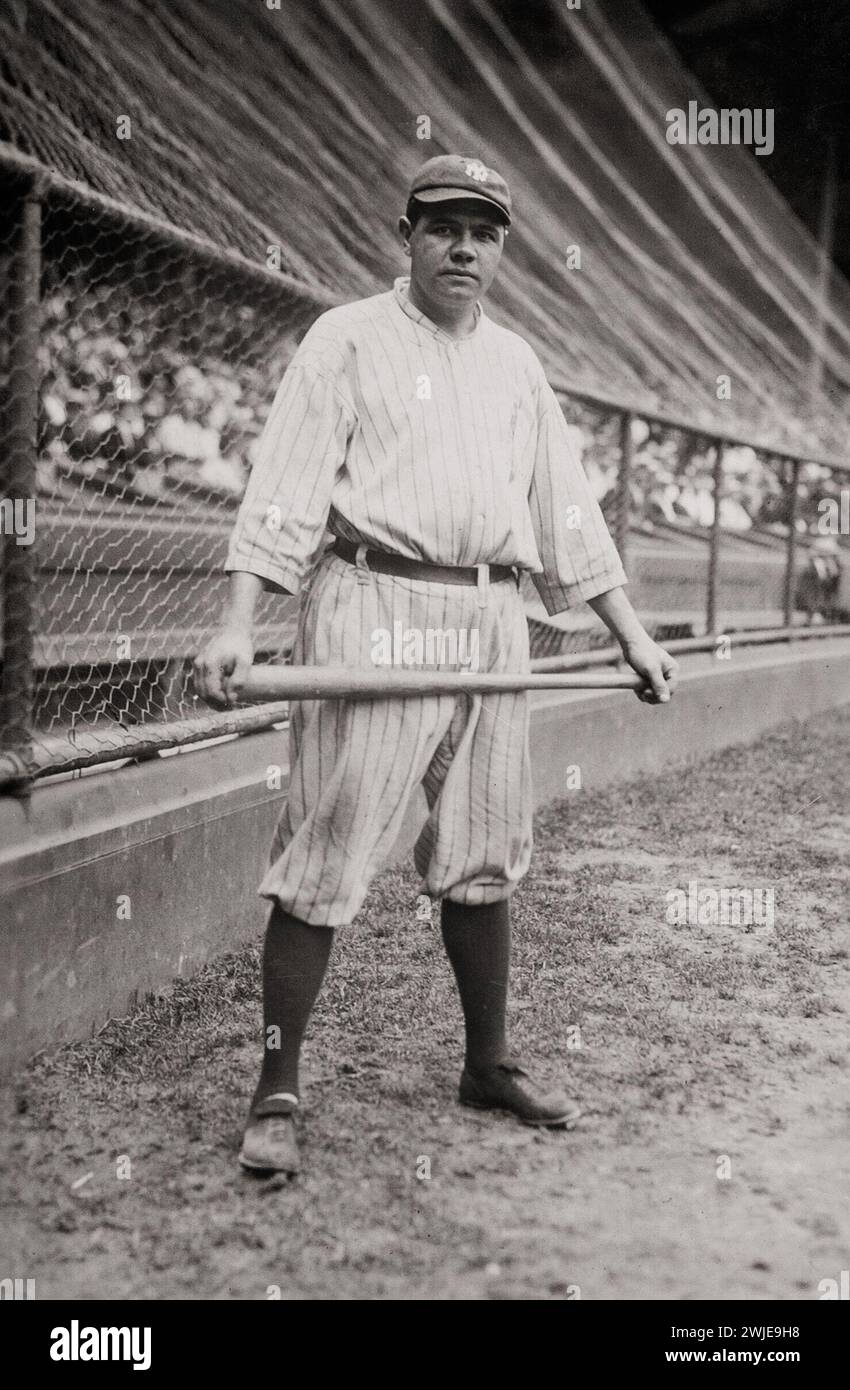 Babe Ruth Holding Bat Original News Photograph by Bain, 1920 Stock ...