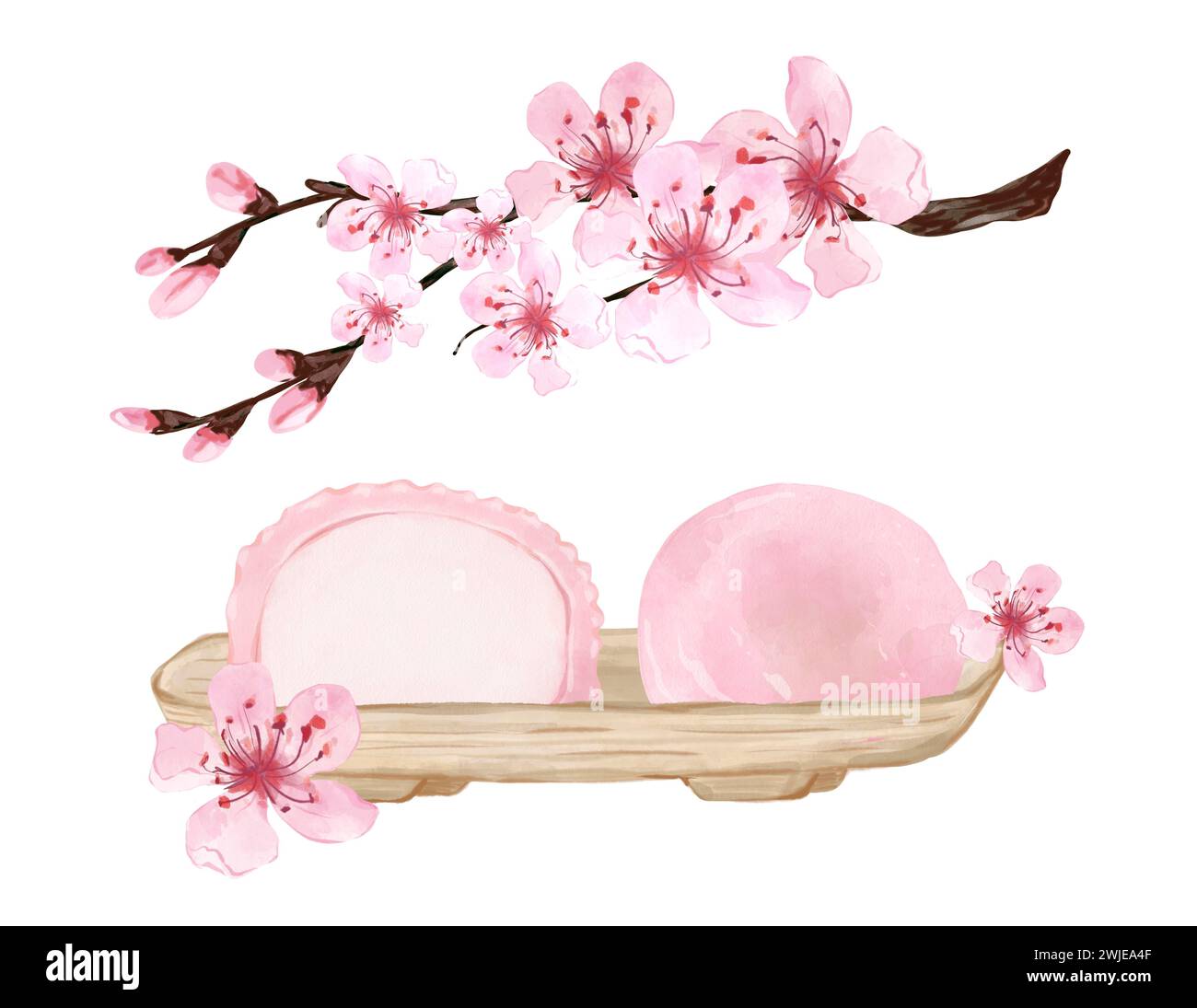 Hanami season desserts, traditional Japanese cuisine. Mochi dessert ...