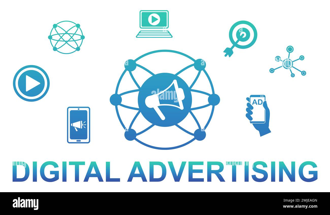 Illustration of a digital advertising concept Stock Photo - Alamy