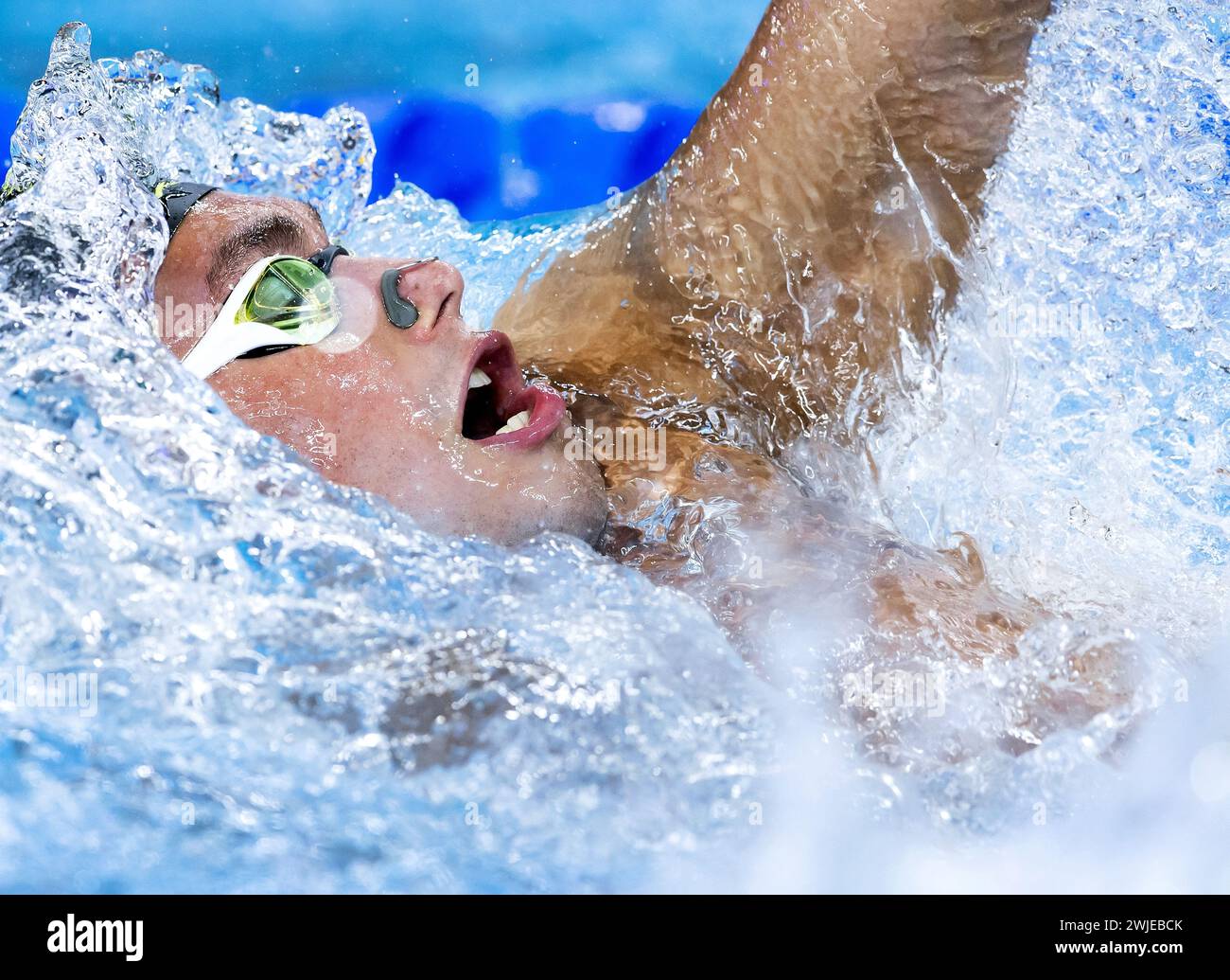 DOHA - Kai van Westering in action on the men's 200 back on the fifth ...