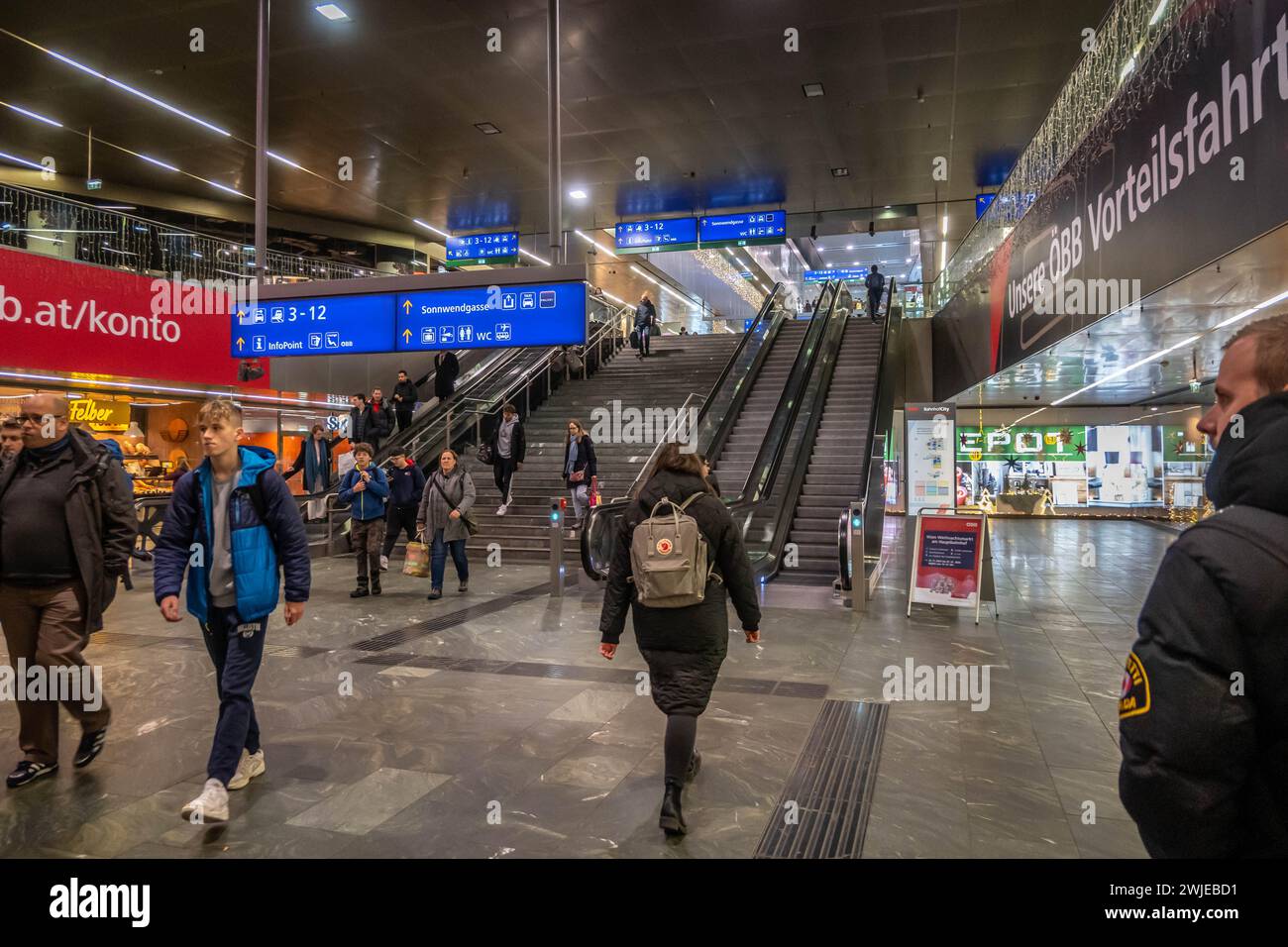 VIENNA, AUSTRIA - 21 November 2023: Wien Hauptbahnhof Vienna Central ...