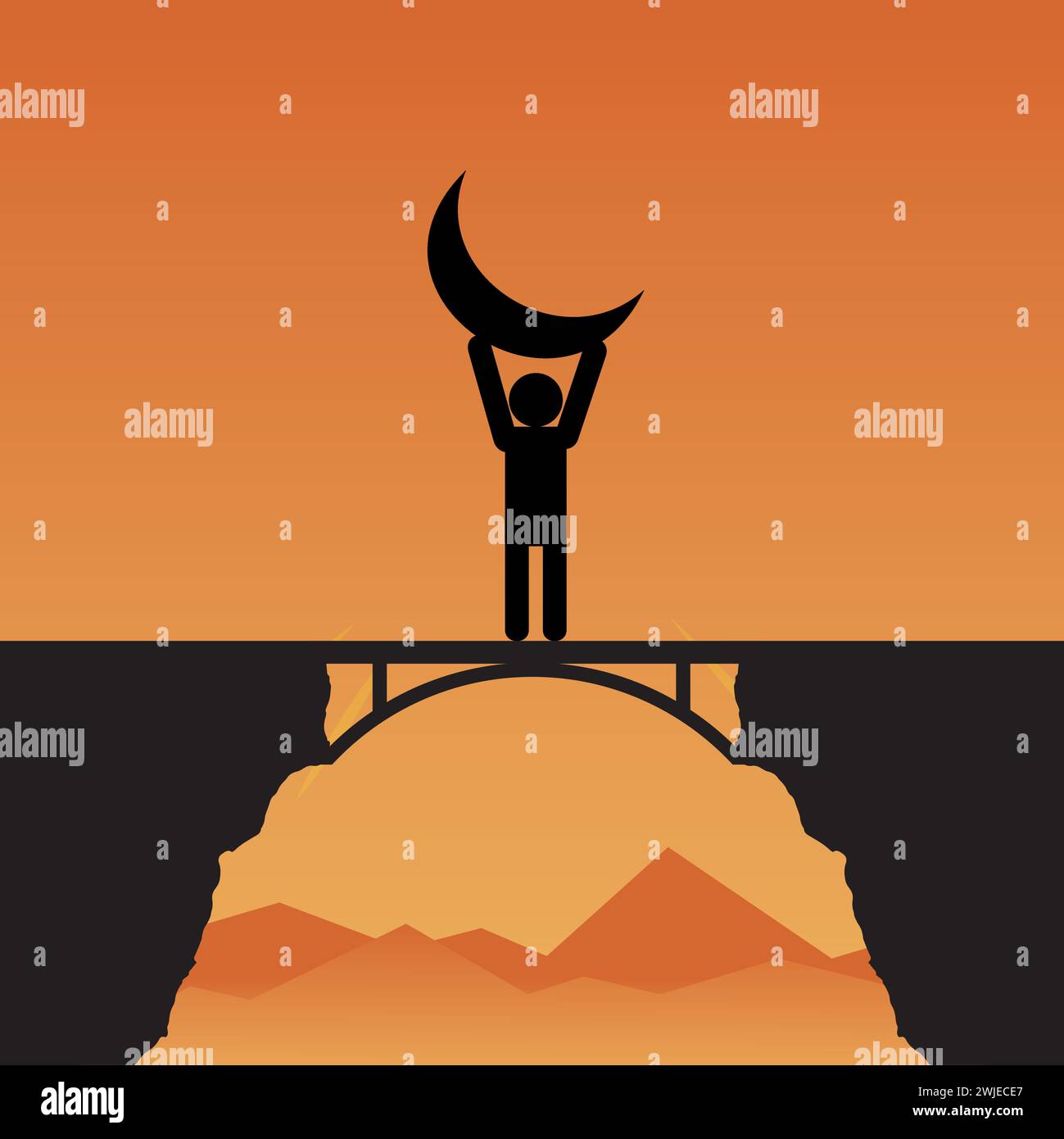 Crescent moon bridge Stock Vector Images - Alamy