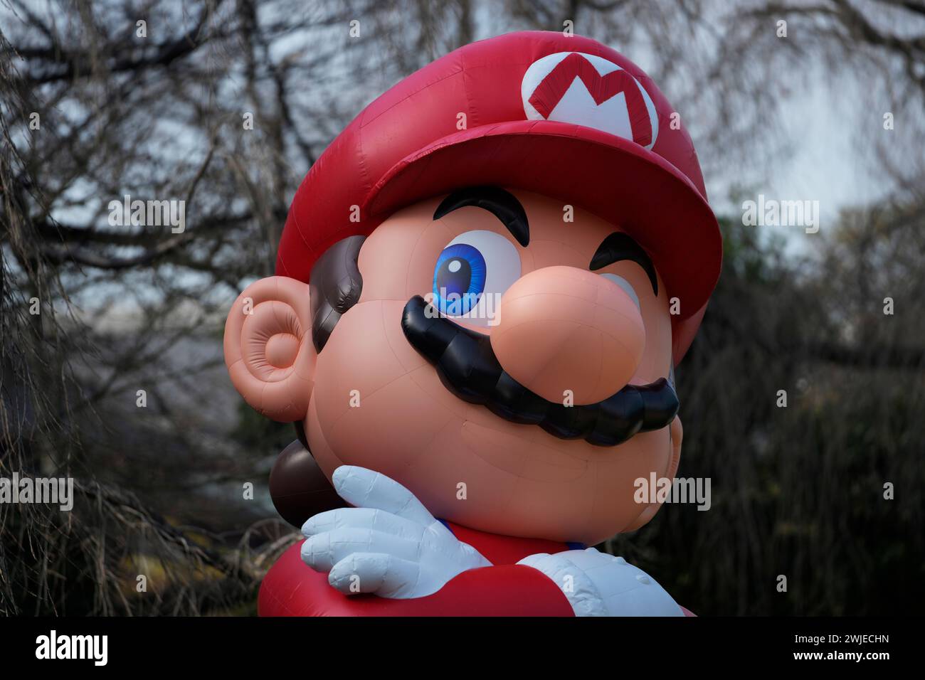 This photo shows a balloon of the Mario character of Mario Bros. during ...