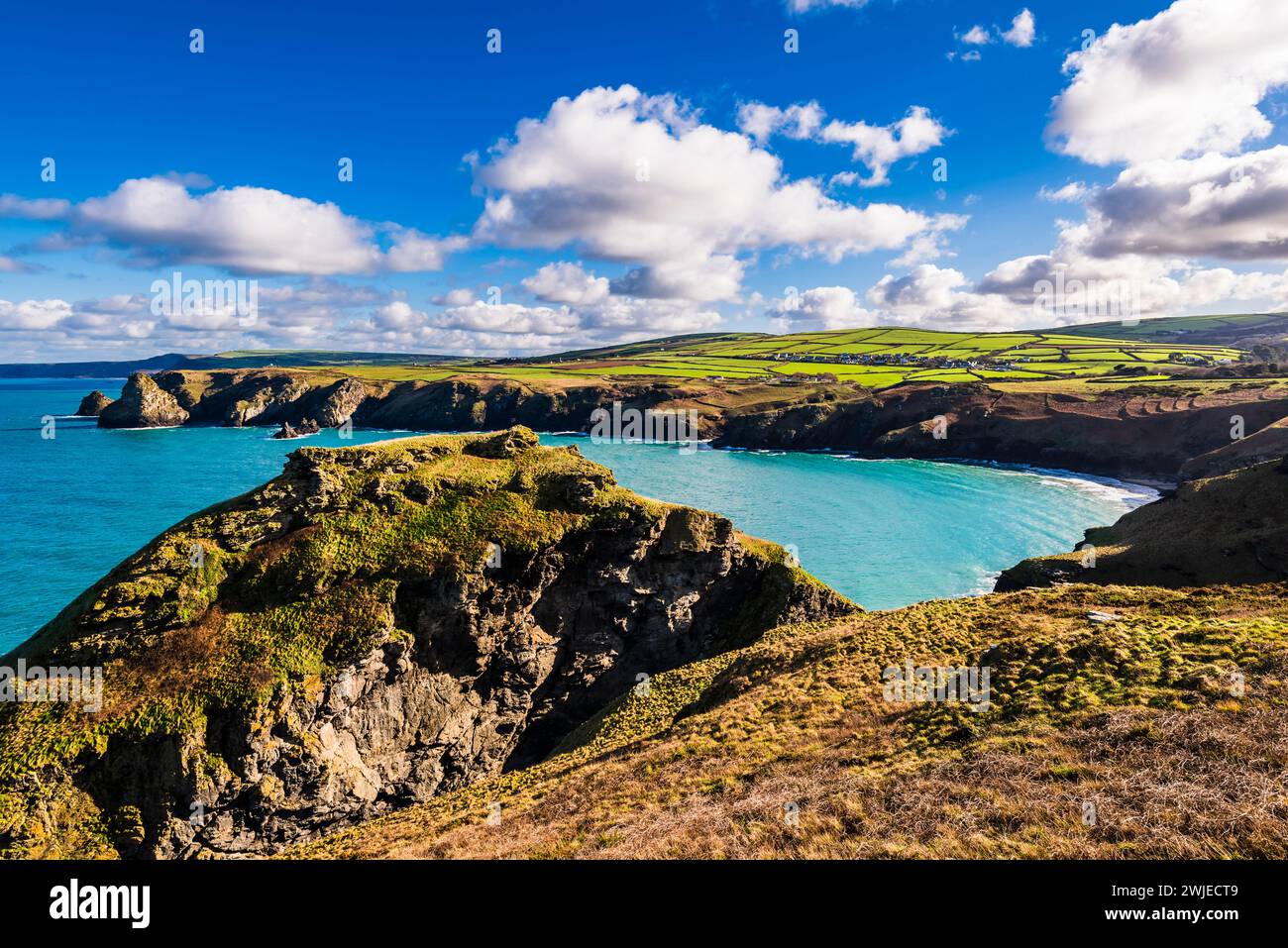 View over Bossiney Haven and Lye Rock from Willapark, Tintagel ...