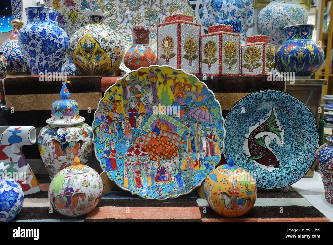 Istanbul, Turkey - December 10, 2023: Hand-made Turkish souvenirs ...