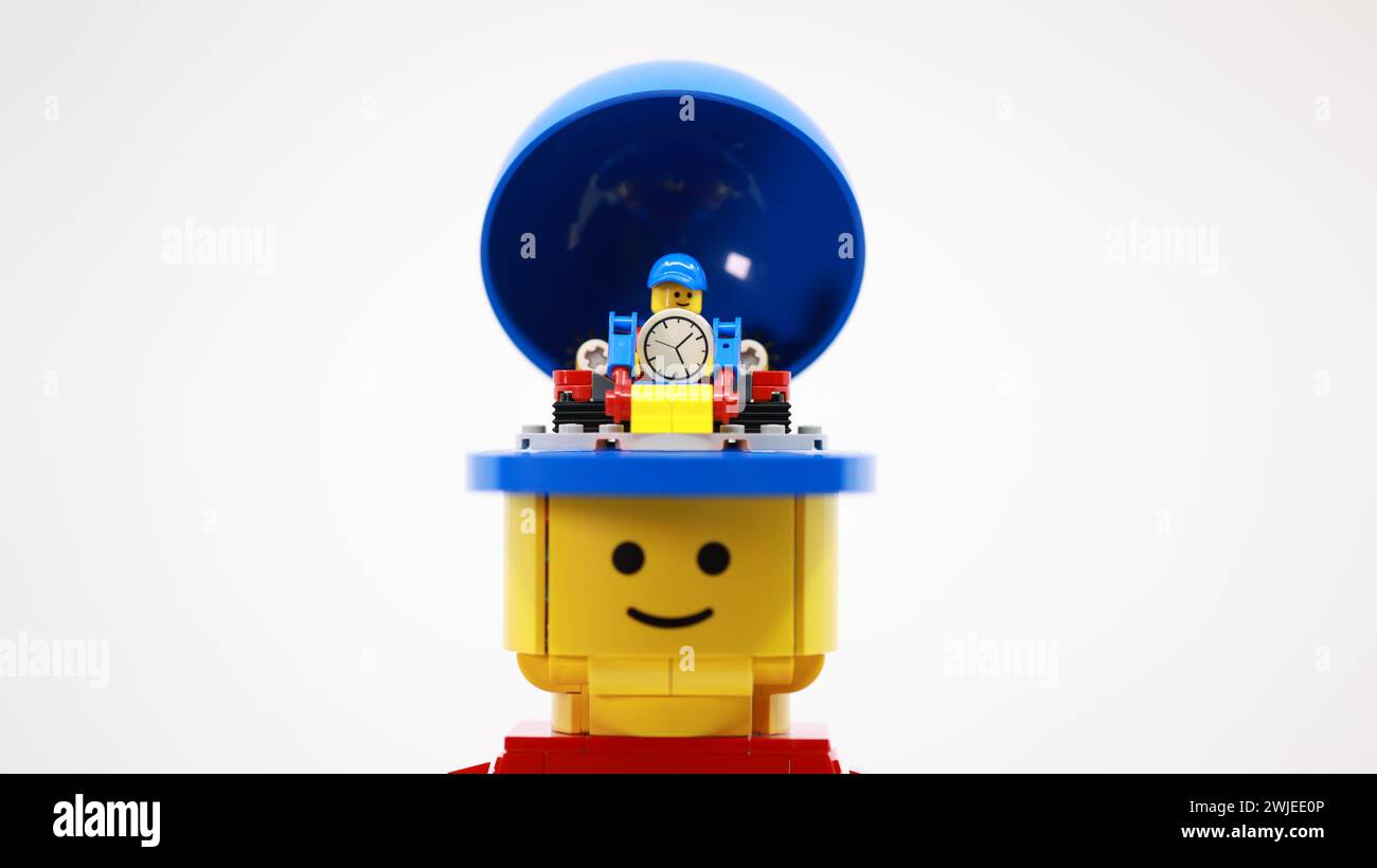 a giant man's head have a little man inside his brain to arrange his ...