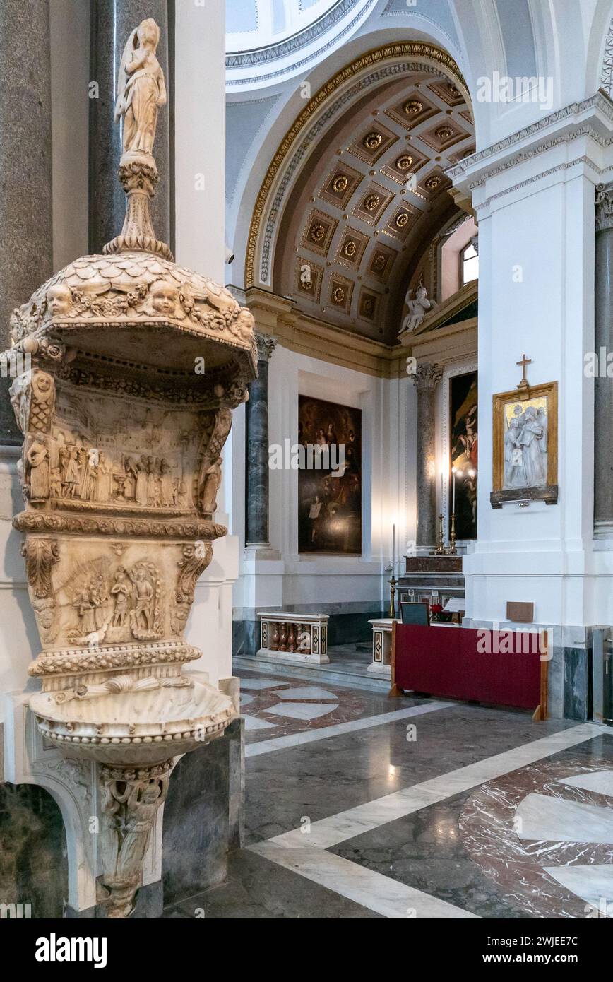 Palermo, Italy - 13 January, 2024: ornate basin and side chapel in the ...
