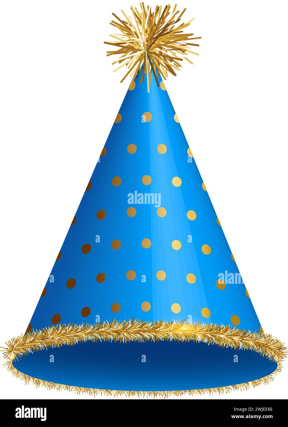 Blue party hats with pattern of dots. Mockup of cap for birthday ...