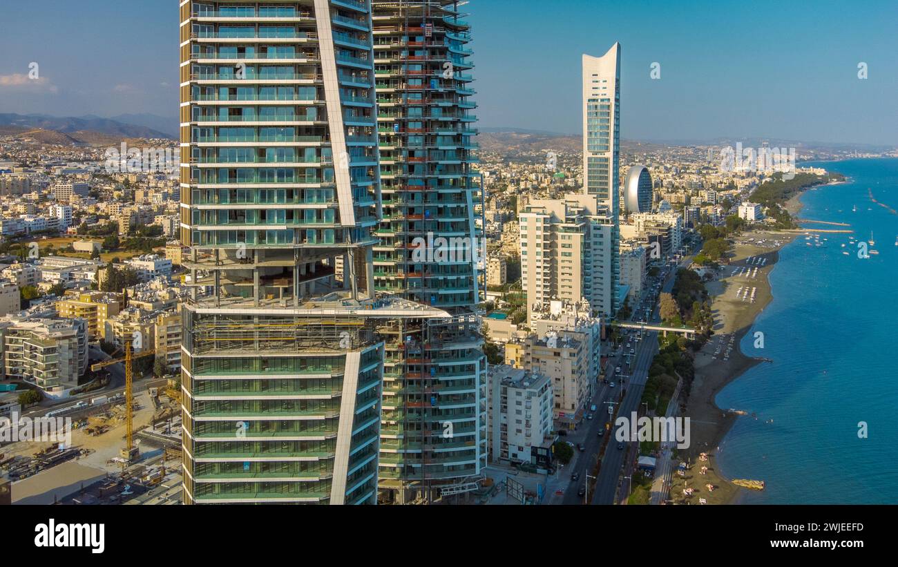 The high-rise buildings along the serene waterfront in Limassol. Cyprus ...
