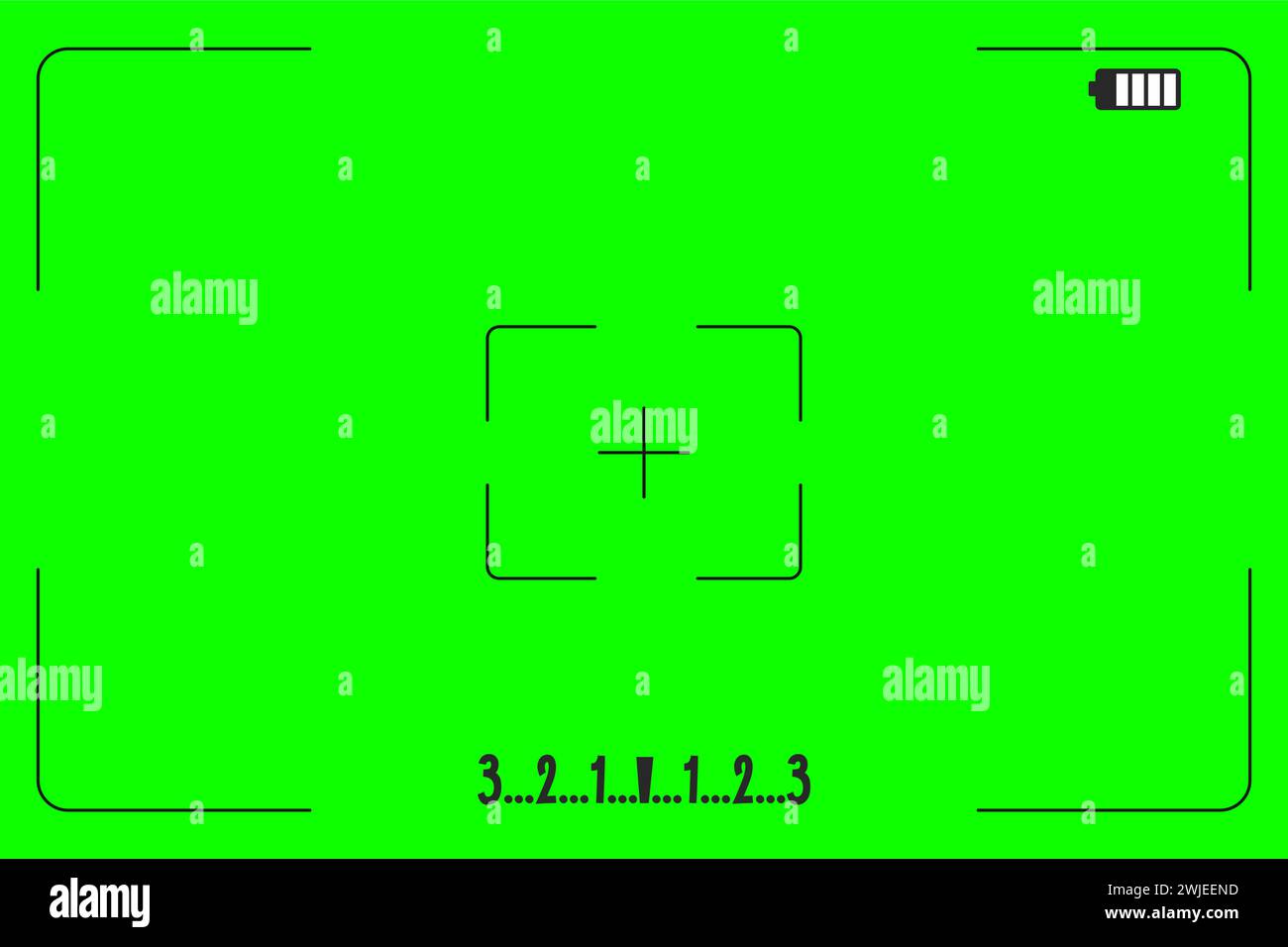 Green screen chroma key background, viewfinder camera frame, video film ...