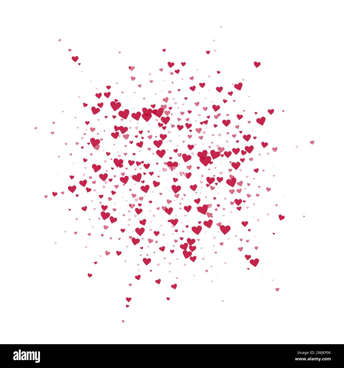 Flying hearts for valentine's day. Red hearts scattered on white ...