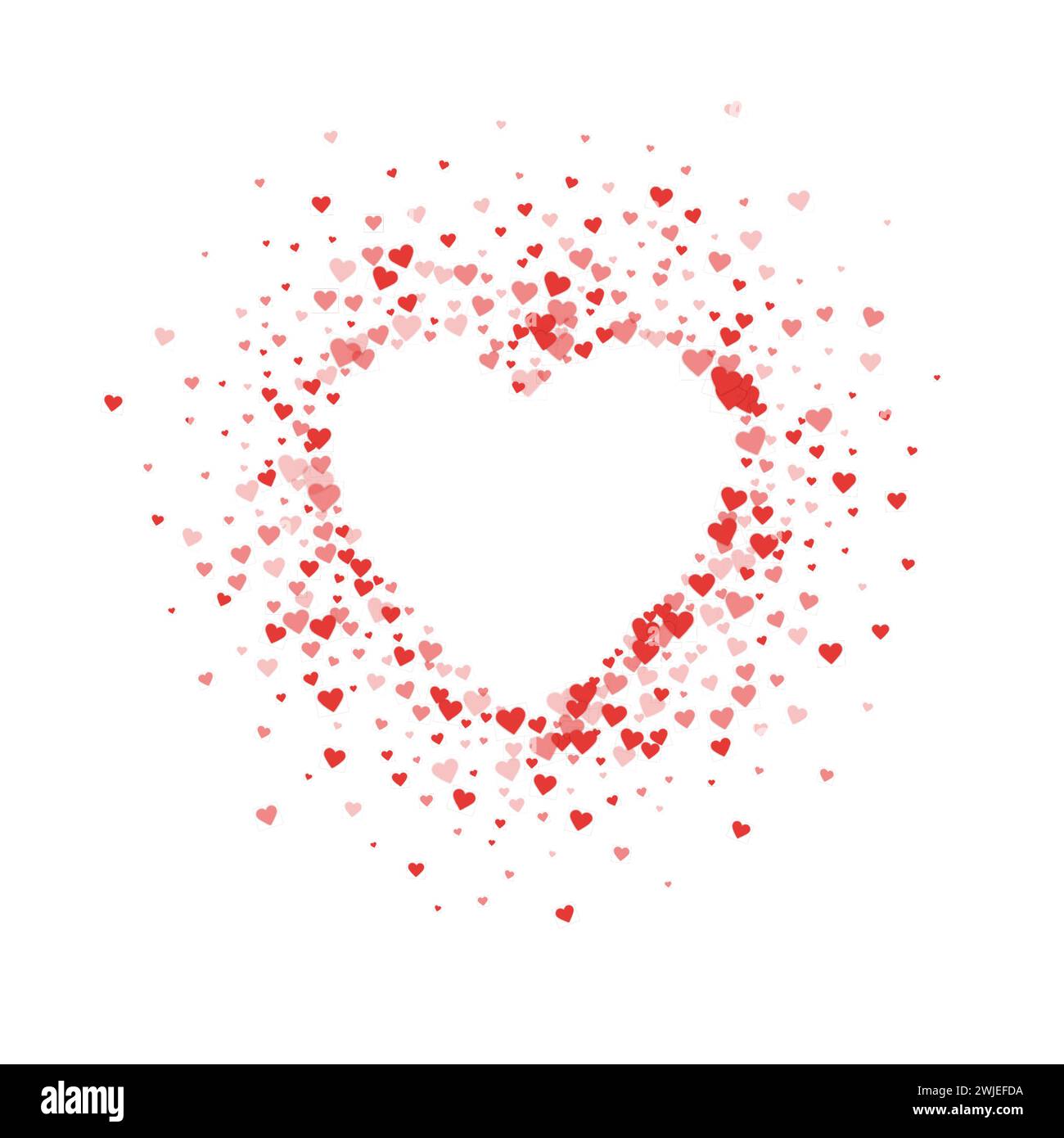 Flying hearts for valentine's day. Red hearts scattered on white ...
