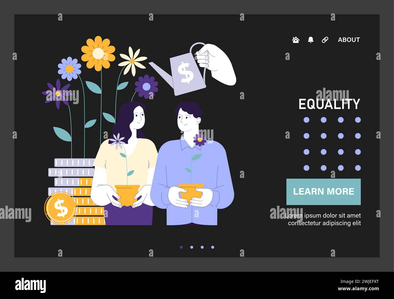 Social equity web or landing. Equal wealth distribution for better ...